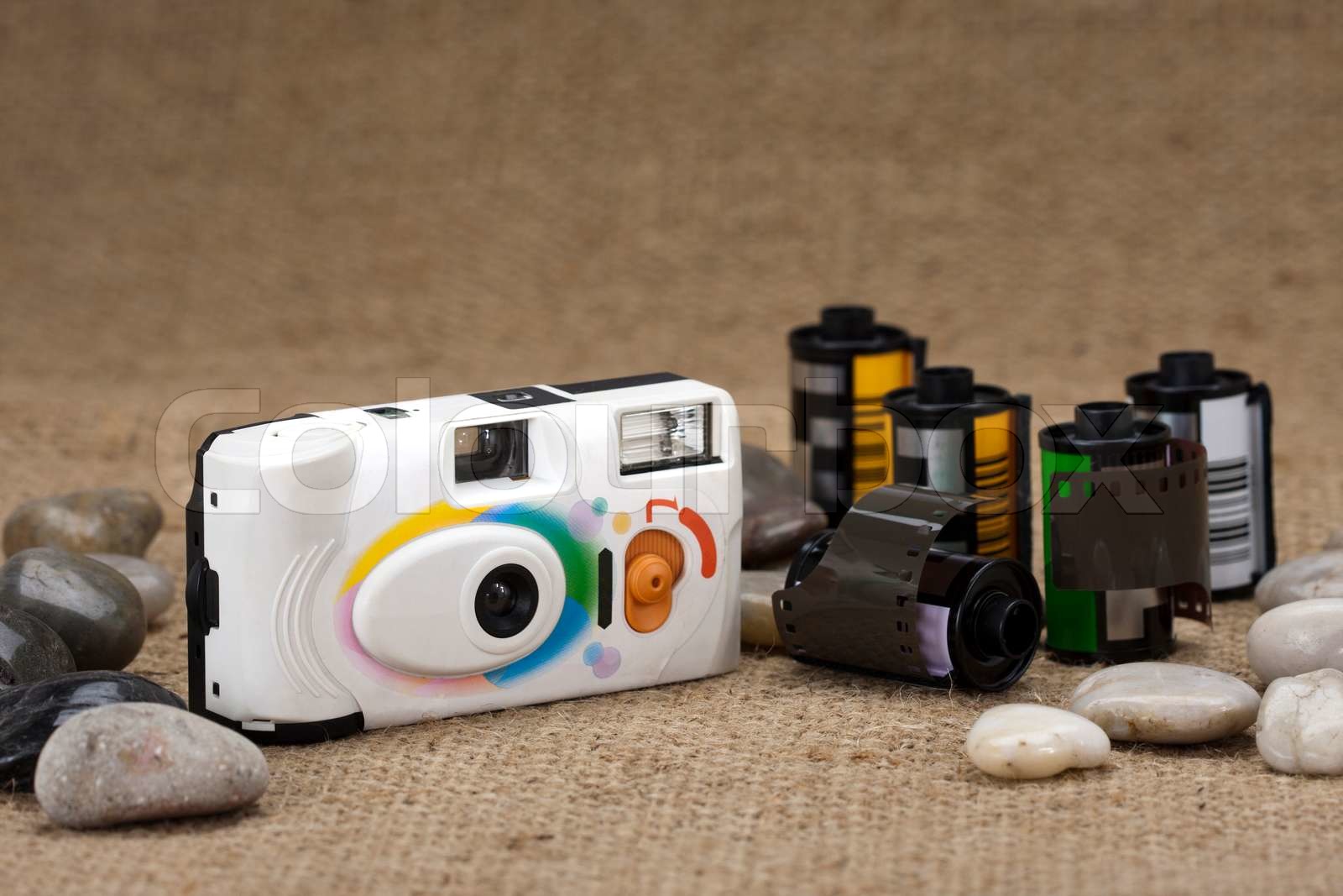 Compact film camera and film cartridge | Stock image | Colourbox