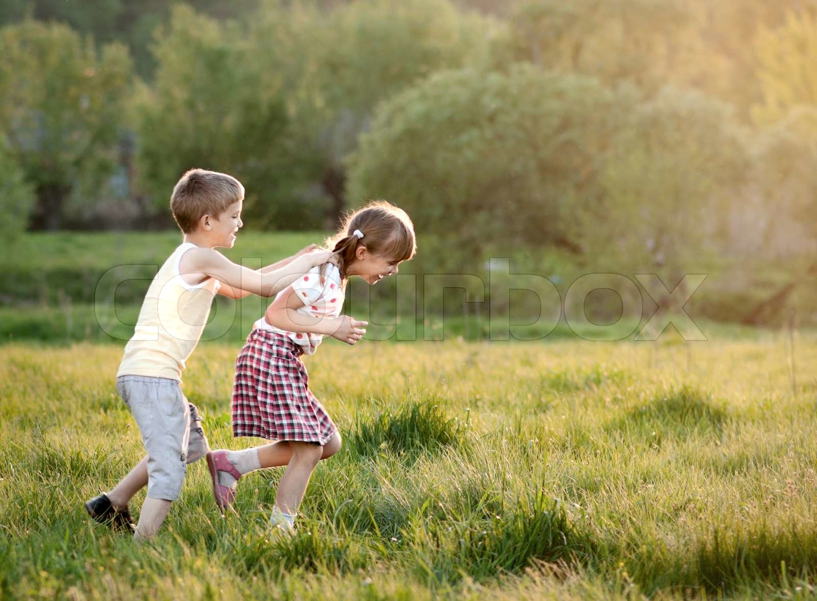 Children playing in the meadow | Stock image | Colourbox