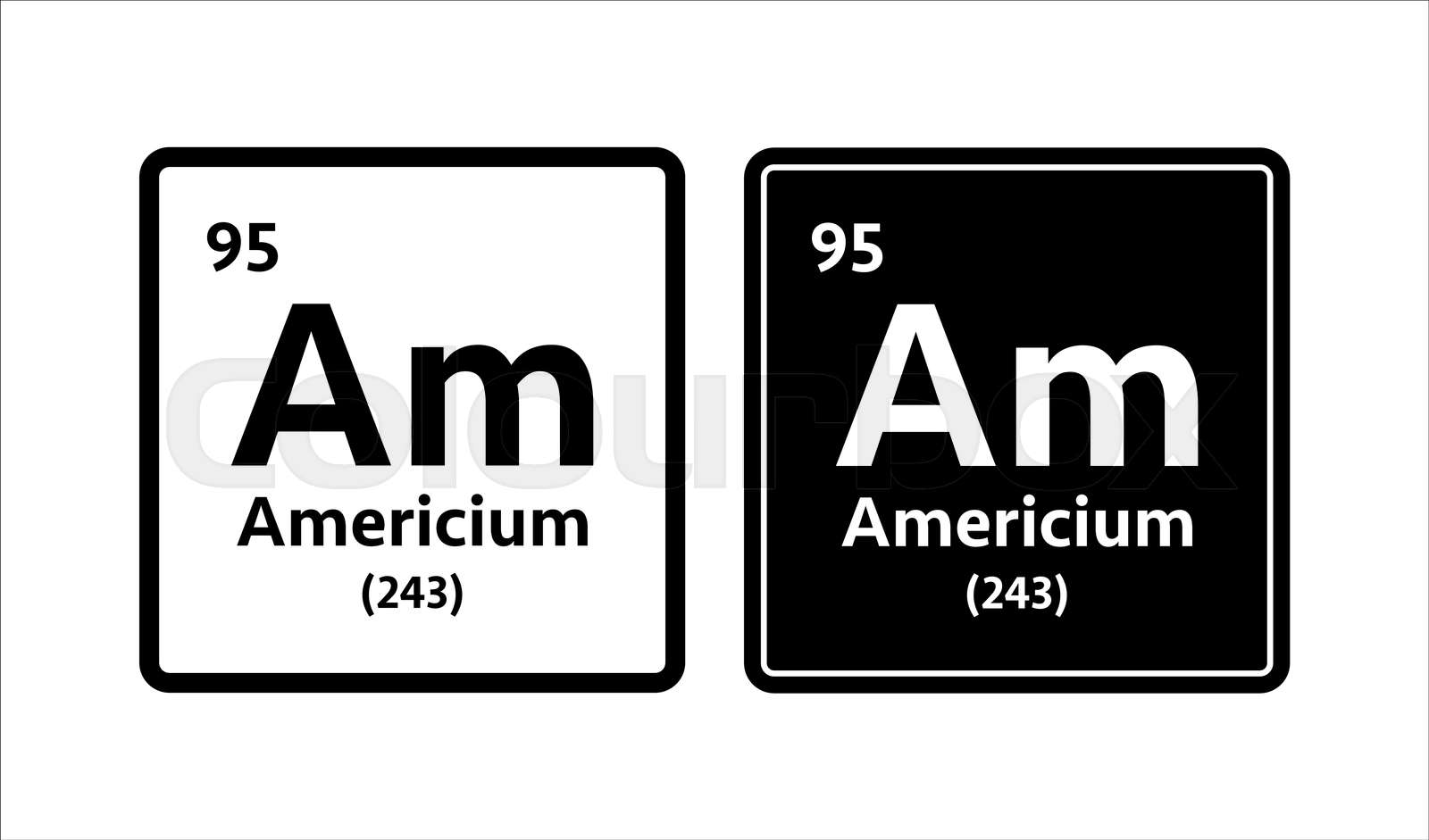 Americium symbol. Chemical element of the periodic table. Vector stock ...