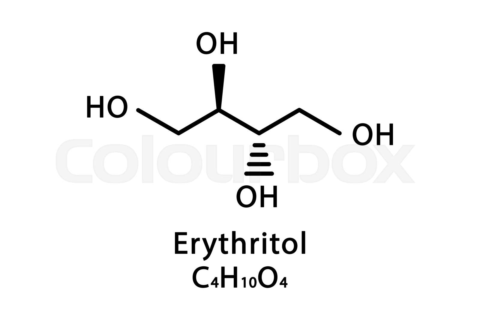 Erythritol molecular structure. Erythritol skeletal chemical formula ...
