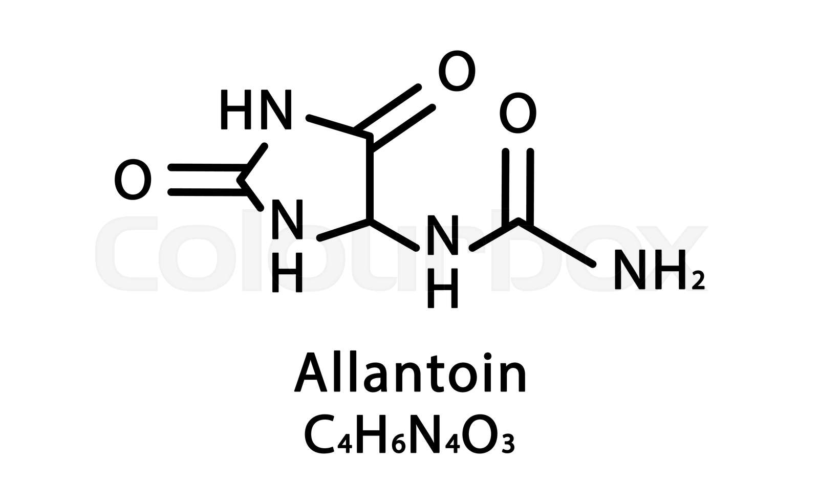 Allantoin molecular structure. Allantoin skeletal chemical formula ...