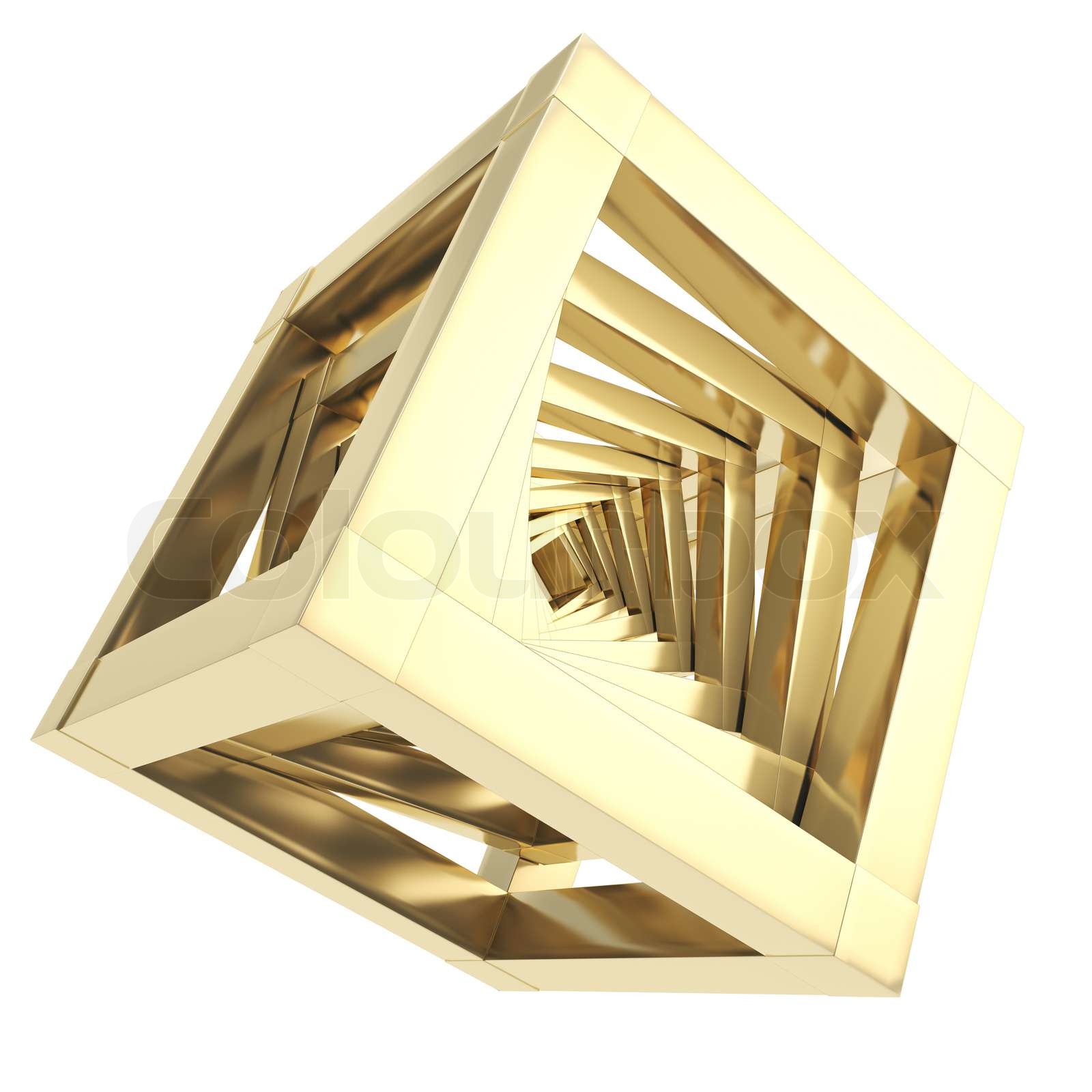 Abstract golden cube composition isolated | Stock image | Colourbox