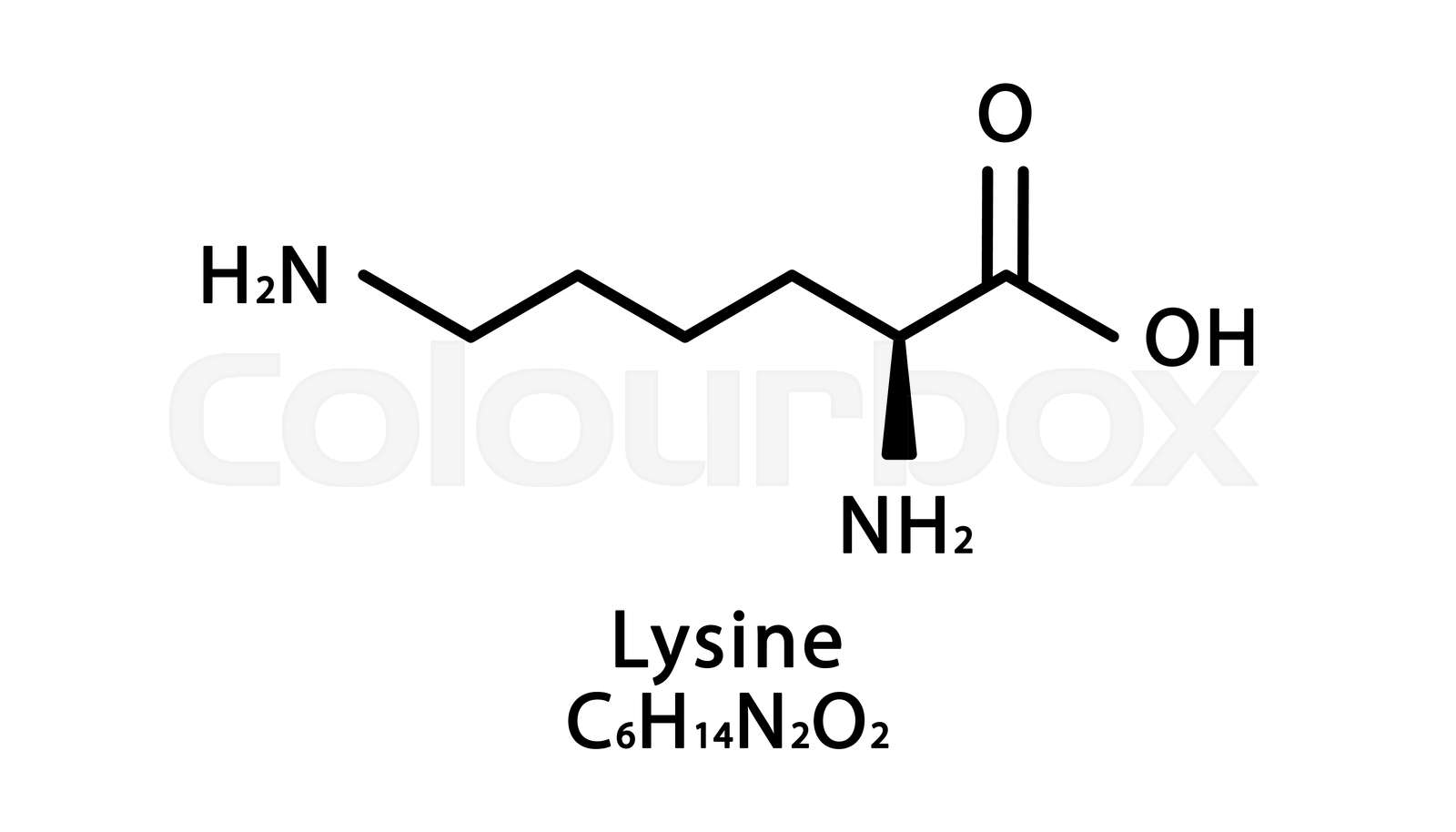 Lysine molecular structure. Lysine skeletal chemical formula. Chemical ...
