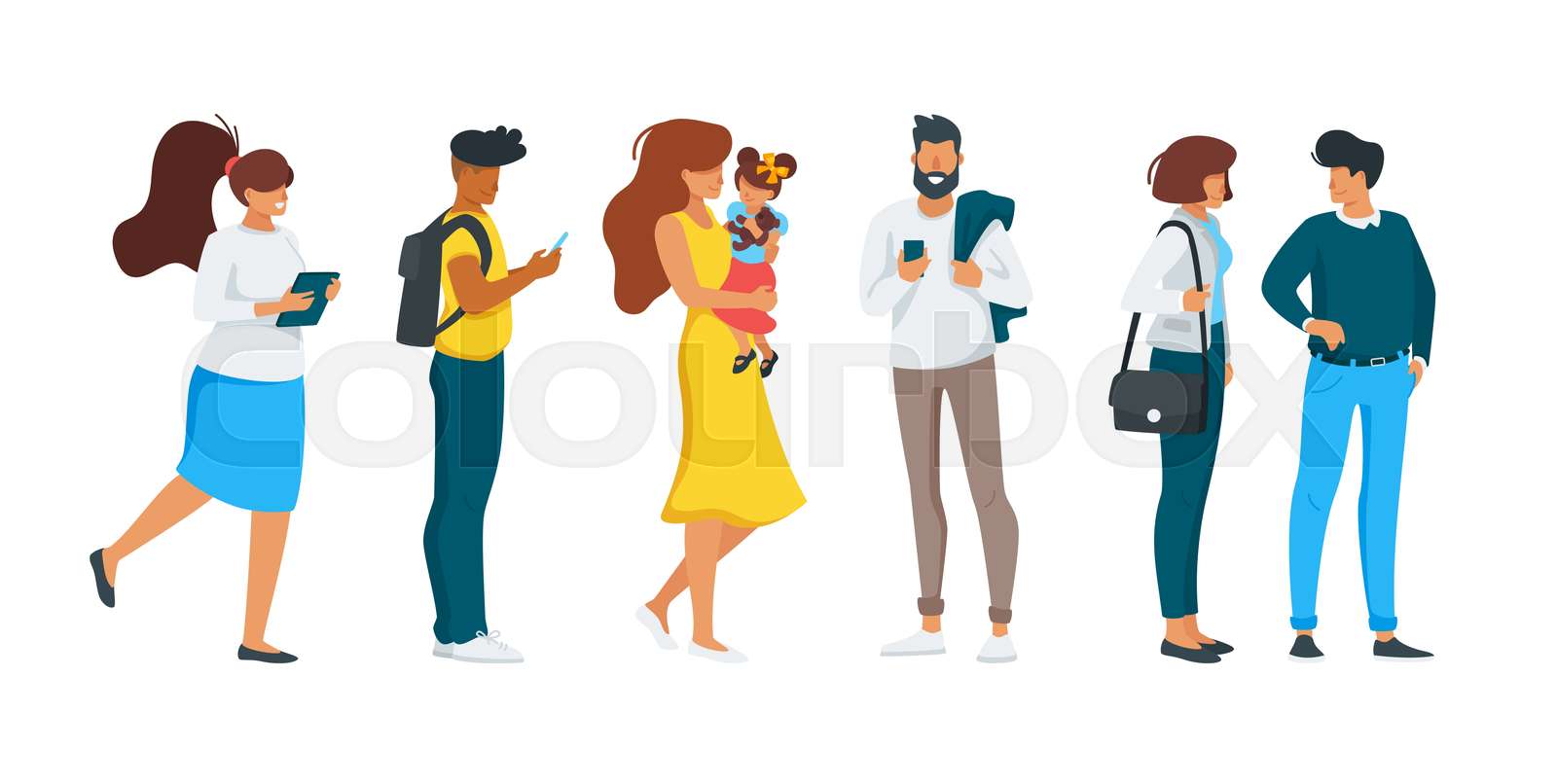 Vector flat style set of standing people | Stock vector | Colourbox