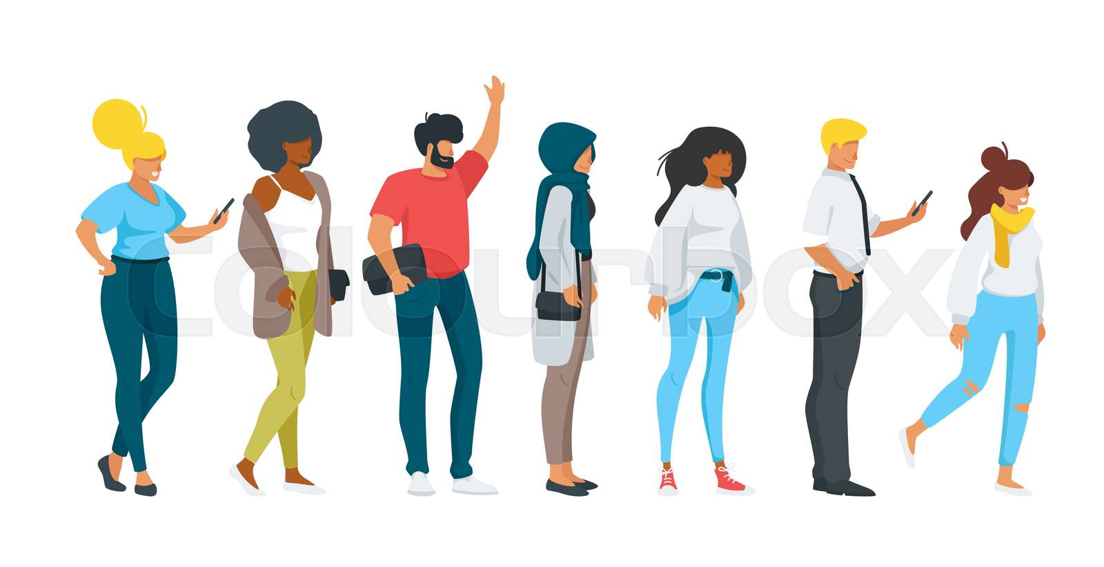 Vector flat style set of standing people | Stock vector | Colourbox