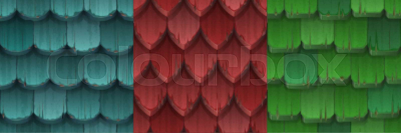Old roof tile textures, seamless patterns | Stock vector | Colourbox