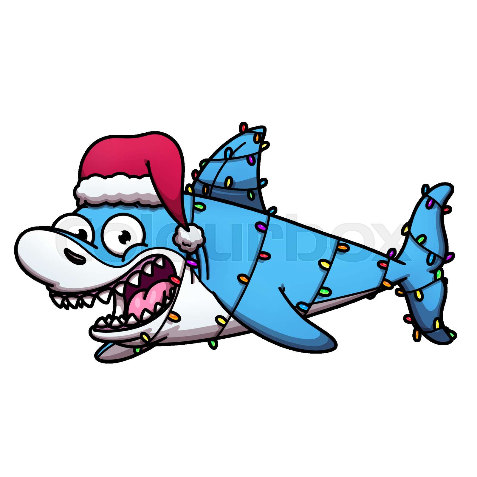 Cute Cartoon Christmas Shark | Stock vector | Colourbox
