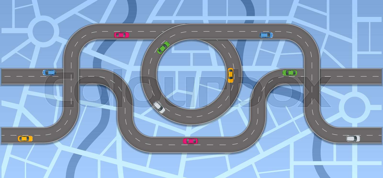 Road map and journey route. Infographics template. Winding Road. Road ...