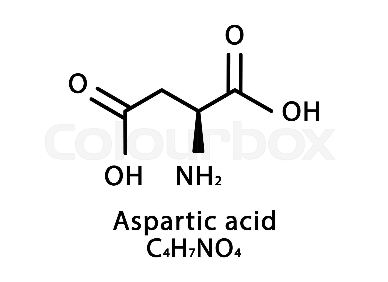 Aspartic acid molecular structure. Aspartate skeletal chemical formula ...
