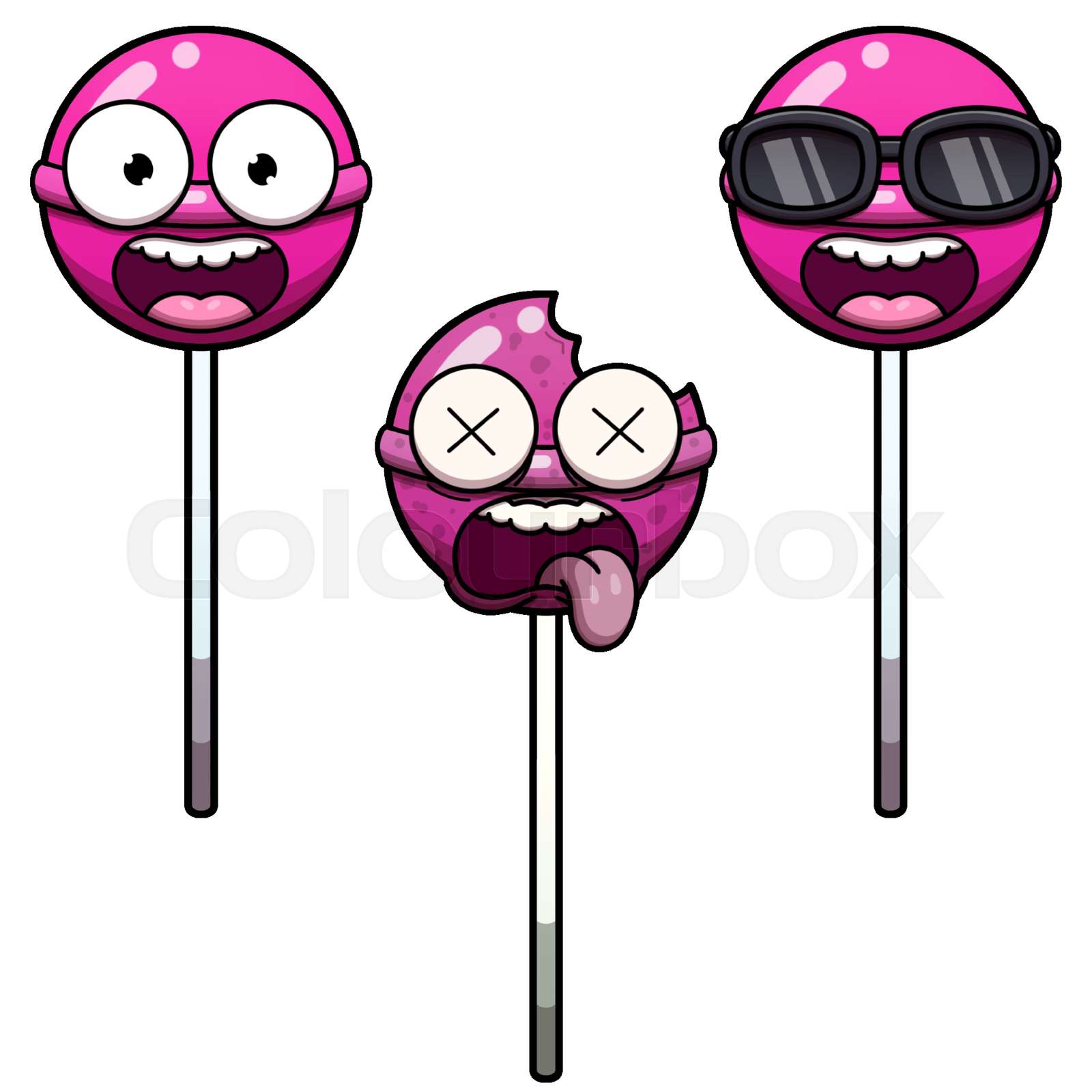 Cute Cartoon Lollipop With Faces | Stock vector | Colourbox
