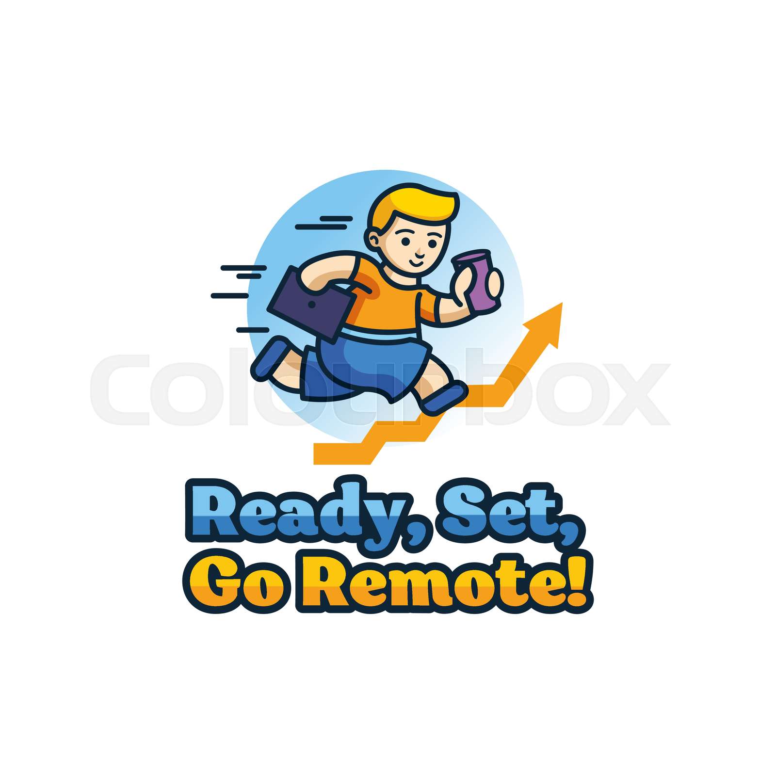Ready Steady Go Logo Running Focused Super Boy Stock Vector Colourbox