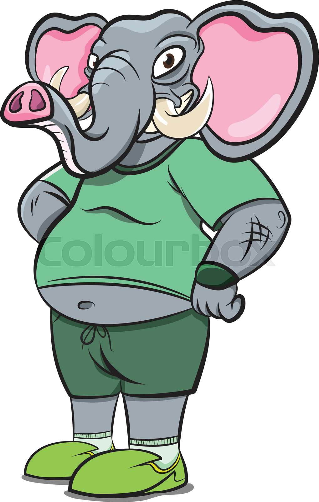 Anthropomorphic Animals. Cute Elephant dressed as humans showing ...