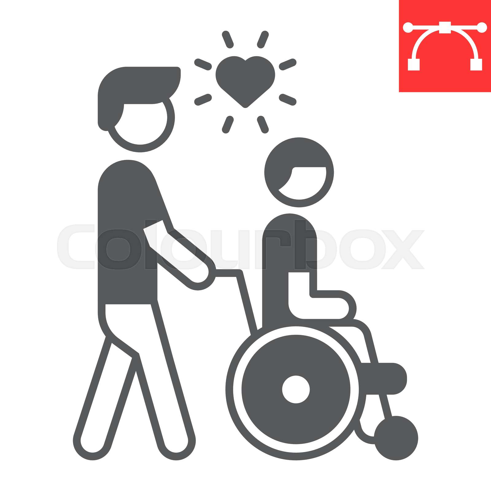 Disabled people help glyph icon | Stock vector | Colourbox