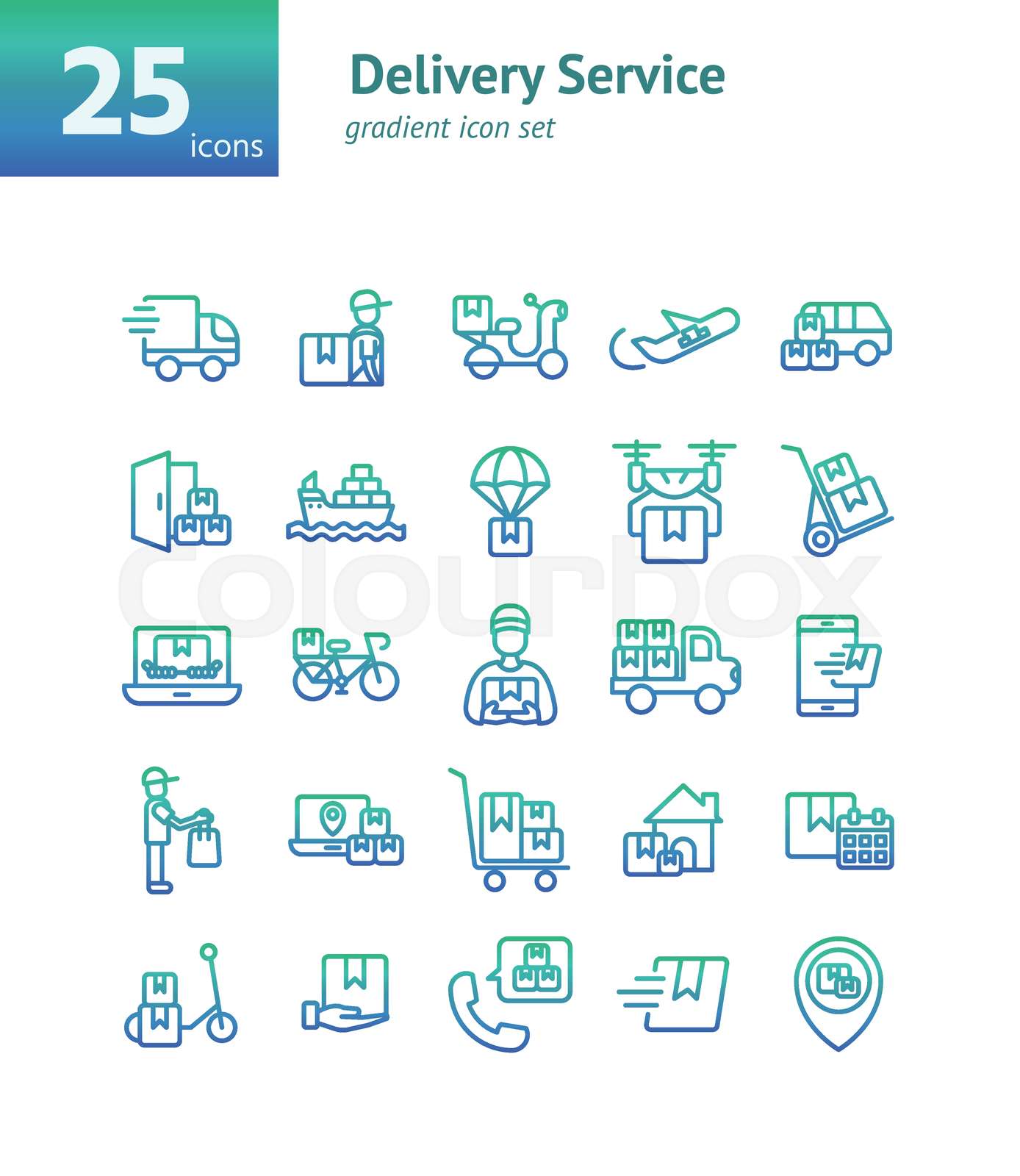 Delivery Service gradient icon set. Vector and Illustration. | Stock ...