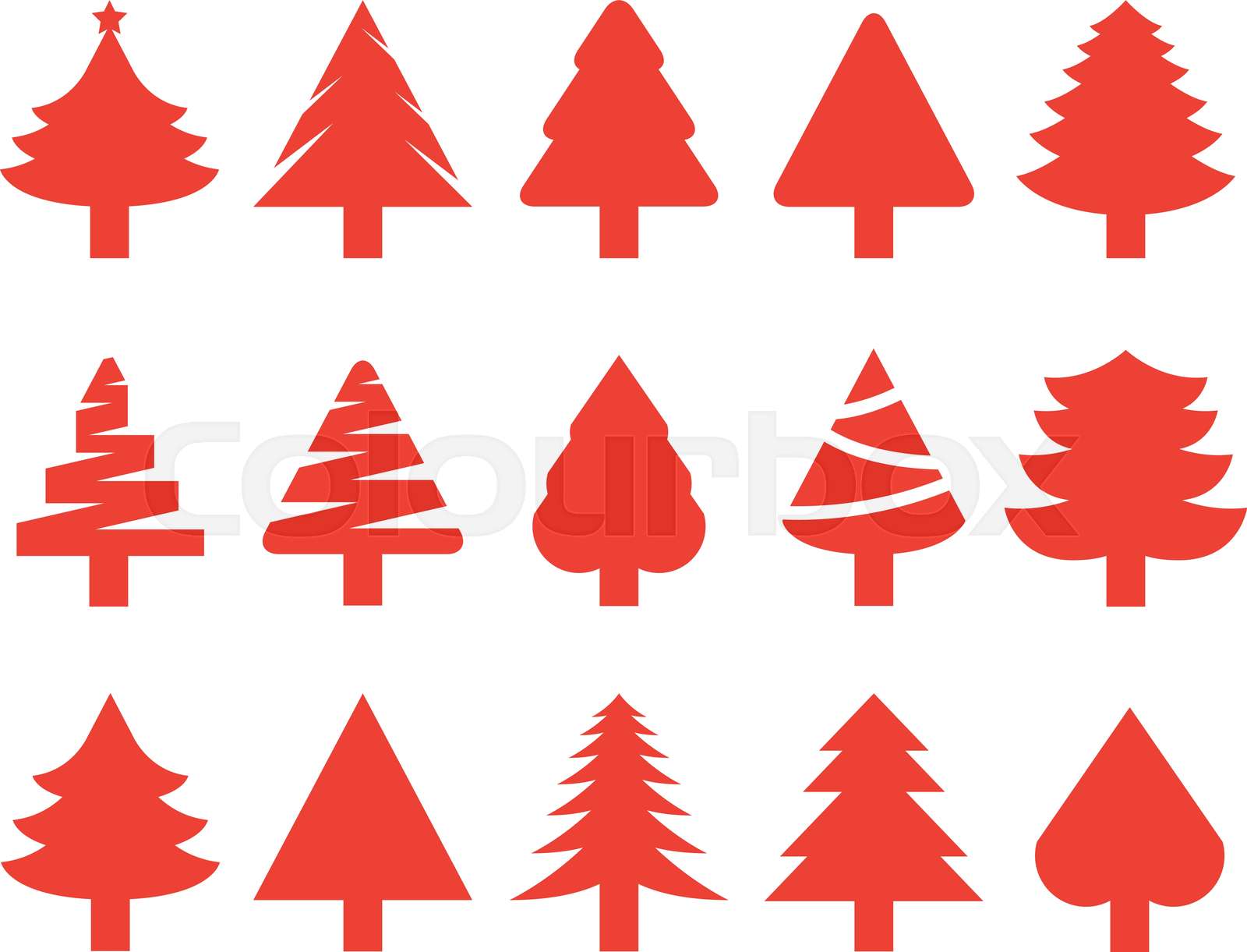 red christmas tree icons set | Stock vector | Colourbox