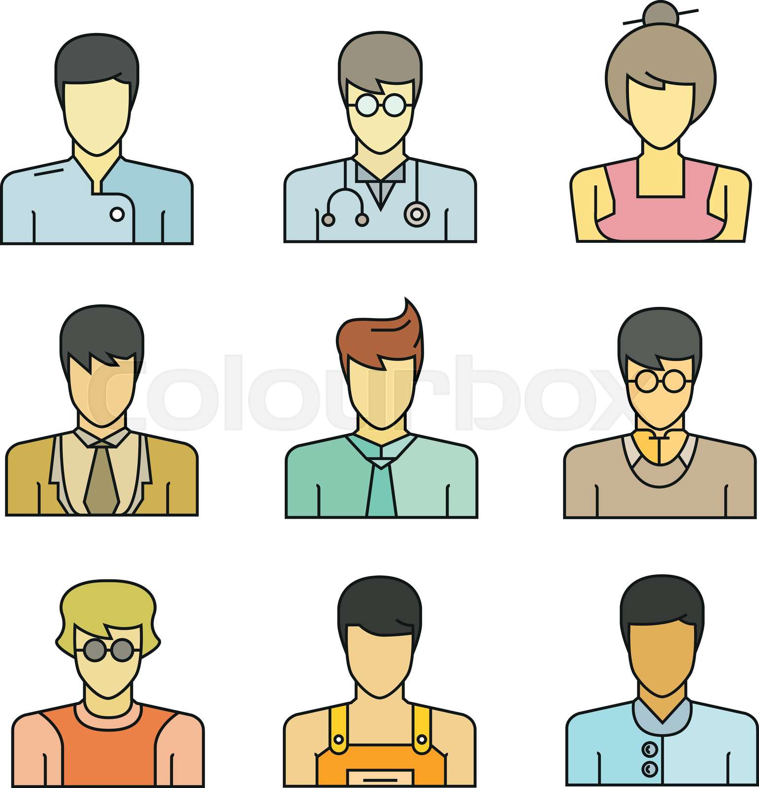 people character profile avatars set | Stock vector | Colourbox
