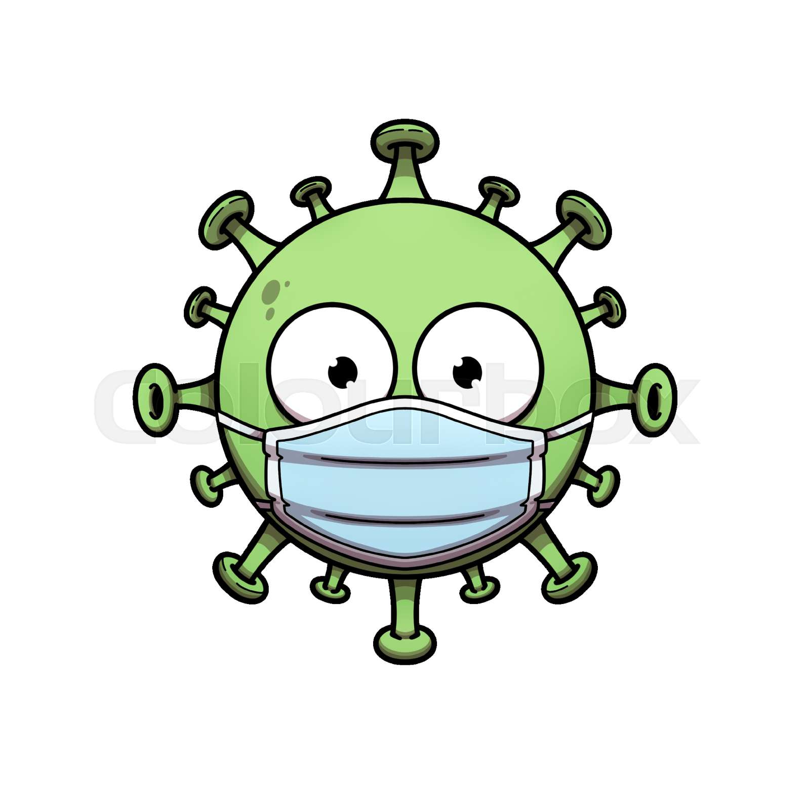 Cute Cartoon Corona Virus Character Wearing Face Mask | Stock vector ...