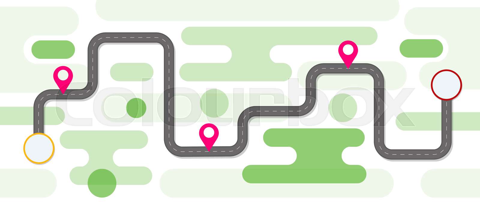 Road map and journey route. Infographics template. Winding Road. Road ...