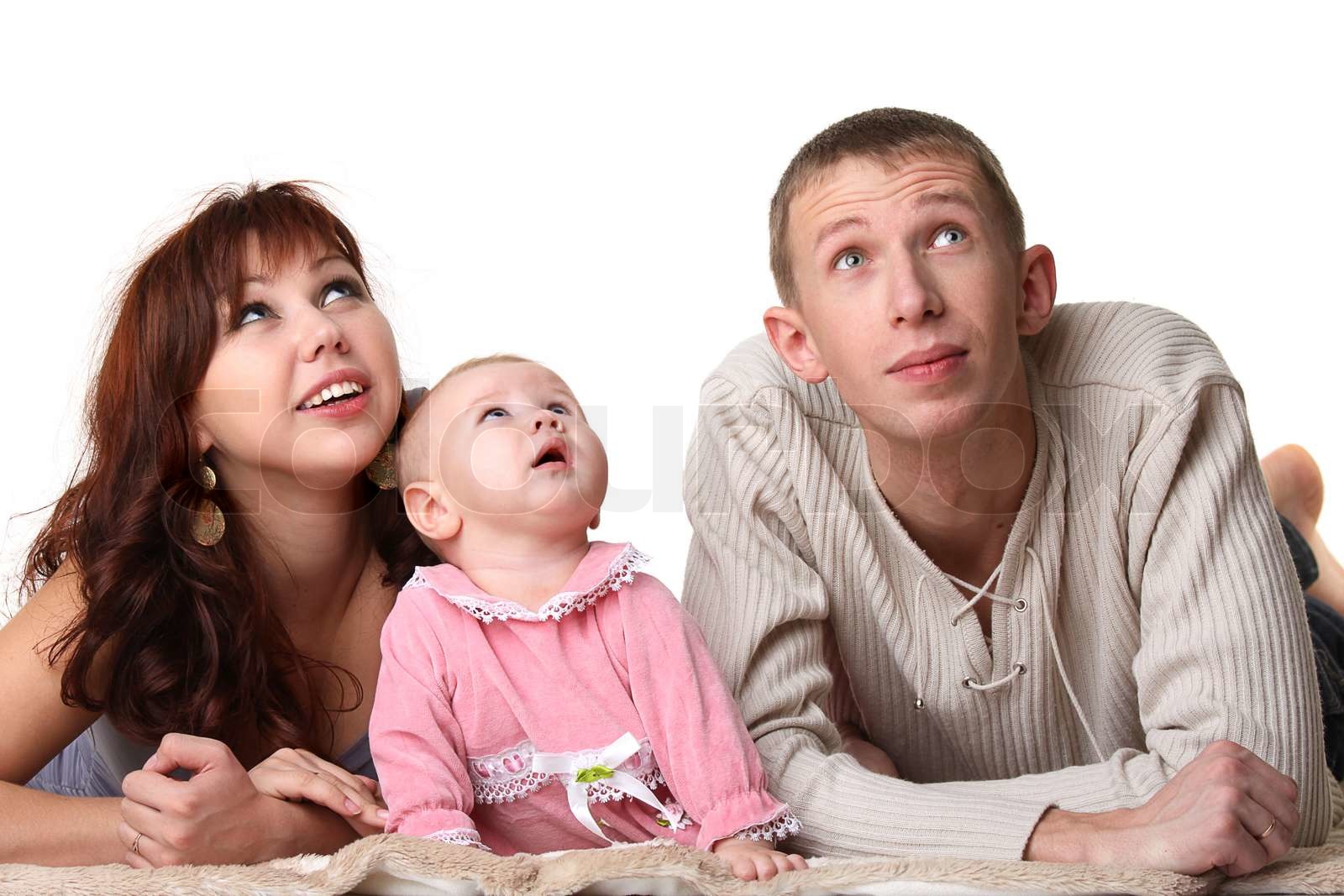 Family - father, mother, child - look up | Stock image | Colourbox