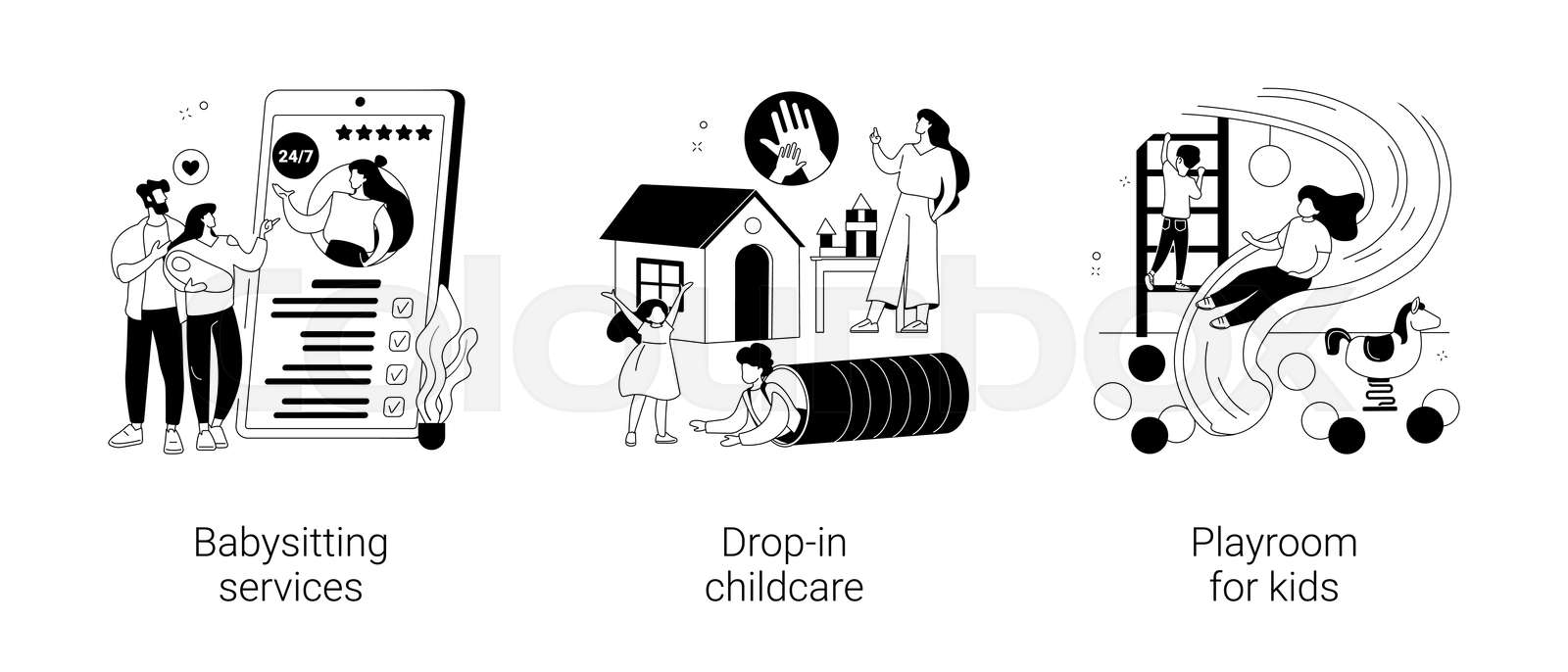 Childcare services abstract concept vector illustrations. | Stock ...