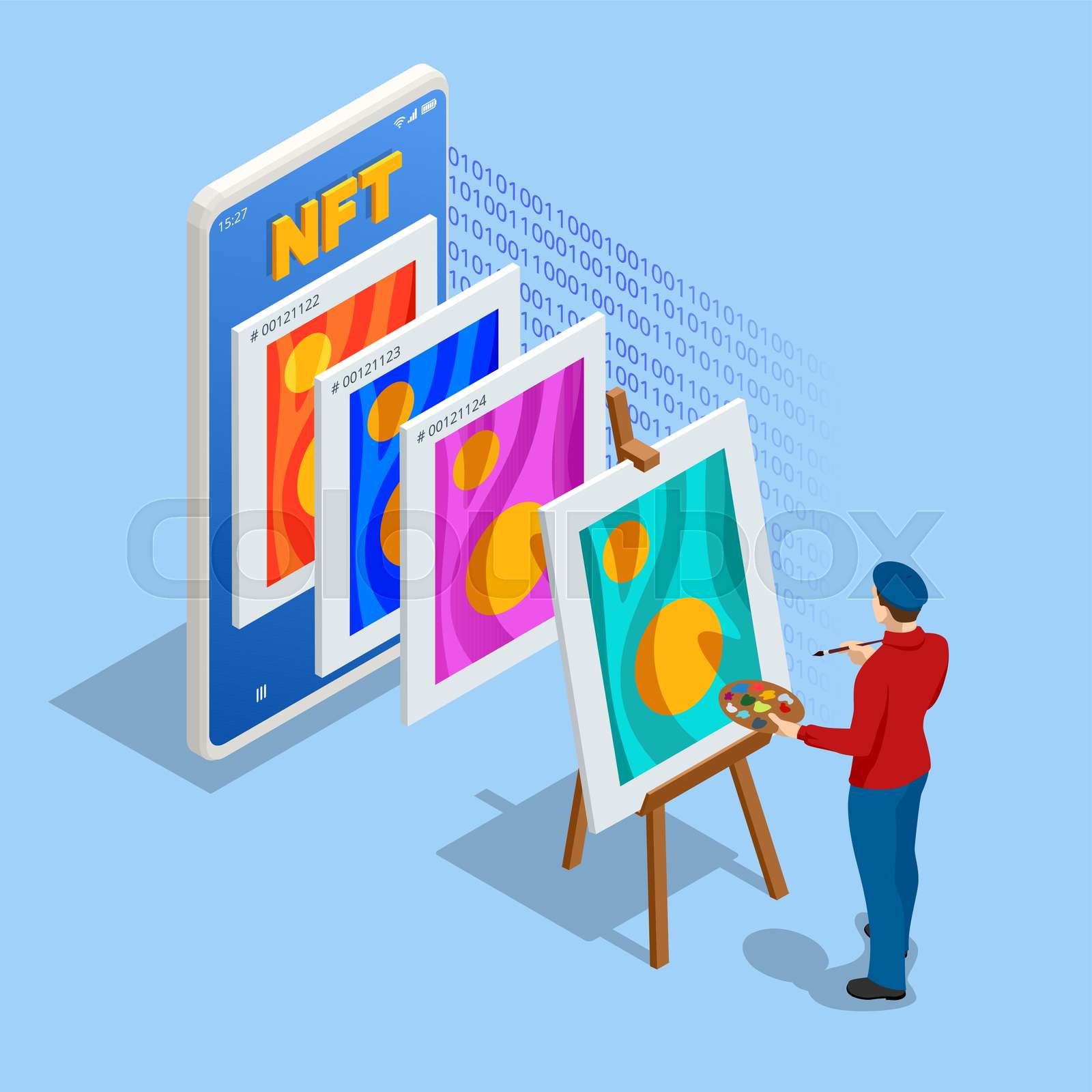 Isometric NFT Non-fungible token is a unique and non-interchangeable ...