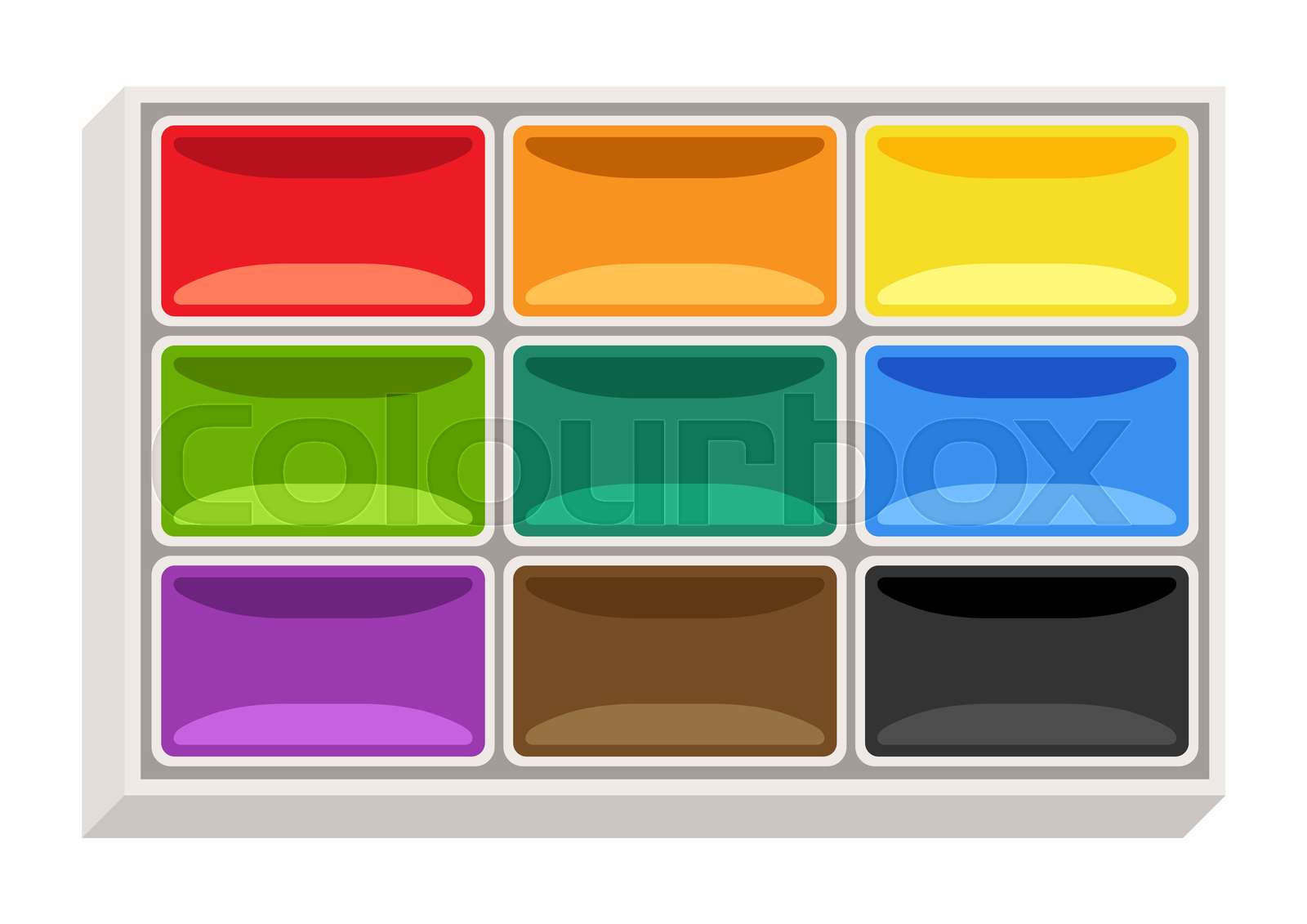 Illustration of watercolor paintbox. Painter tool and material. Art ...