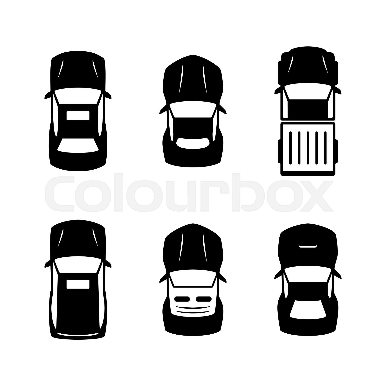 Set glyph icons of car top view | Stock vector | Colourbox