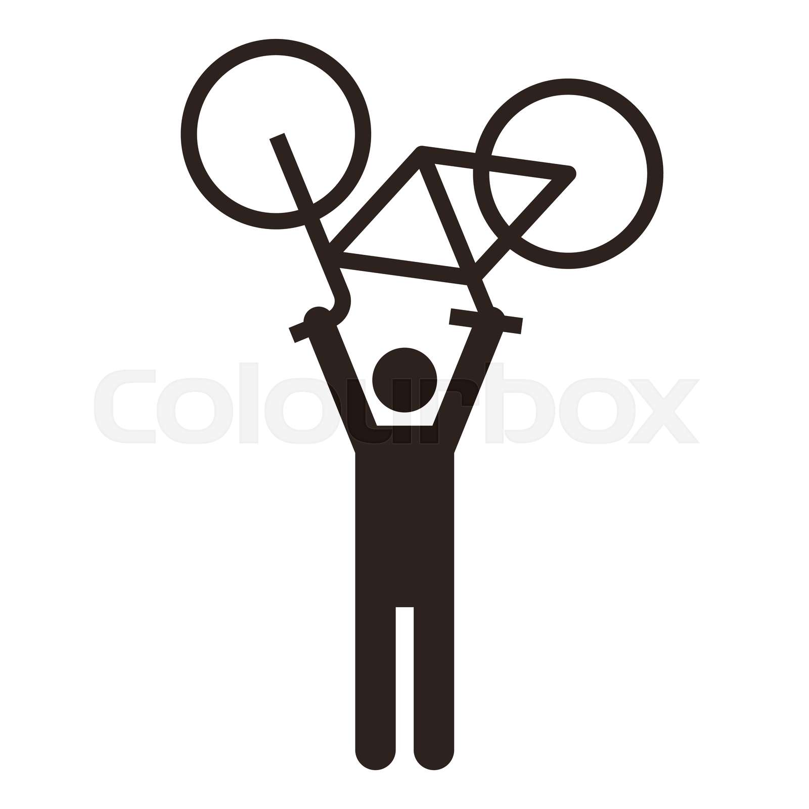 Cyclist lifting bicycle | Stock vector | Colourbox