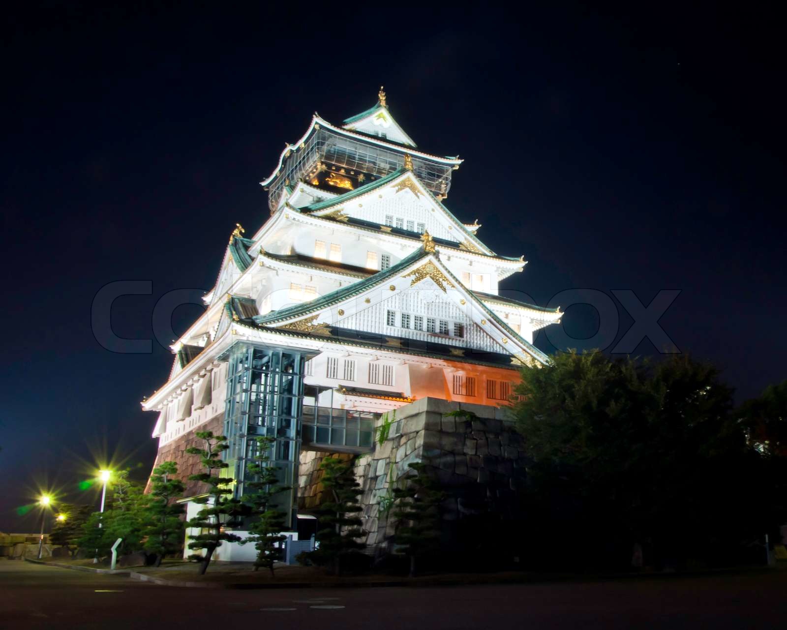 night time view of osaka castle | Stock image | Colourbox