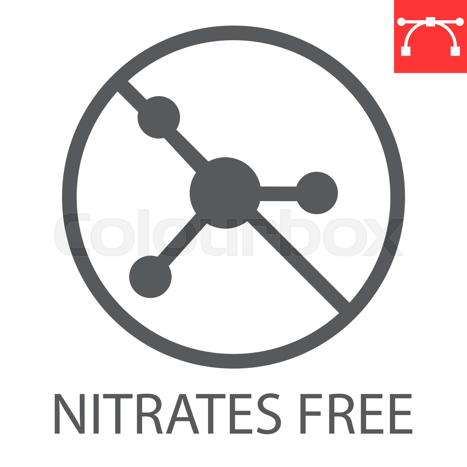 Nitrates free glyph icon | Stock vector | Colourbox