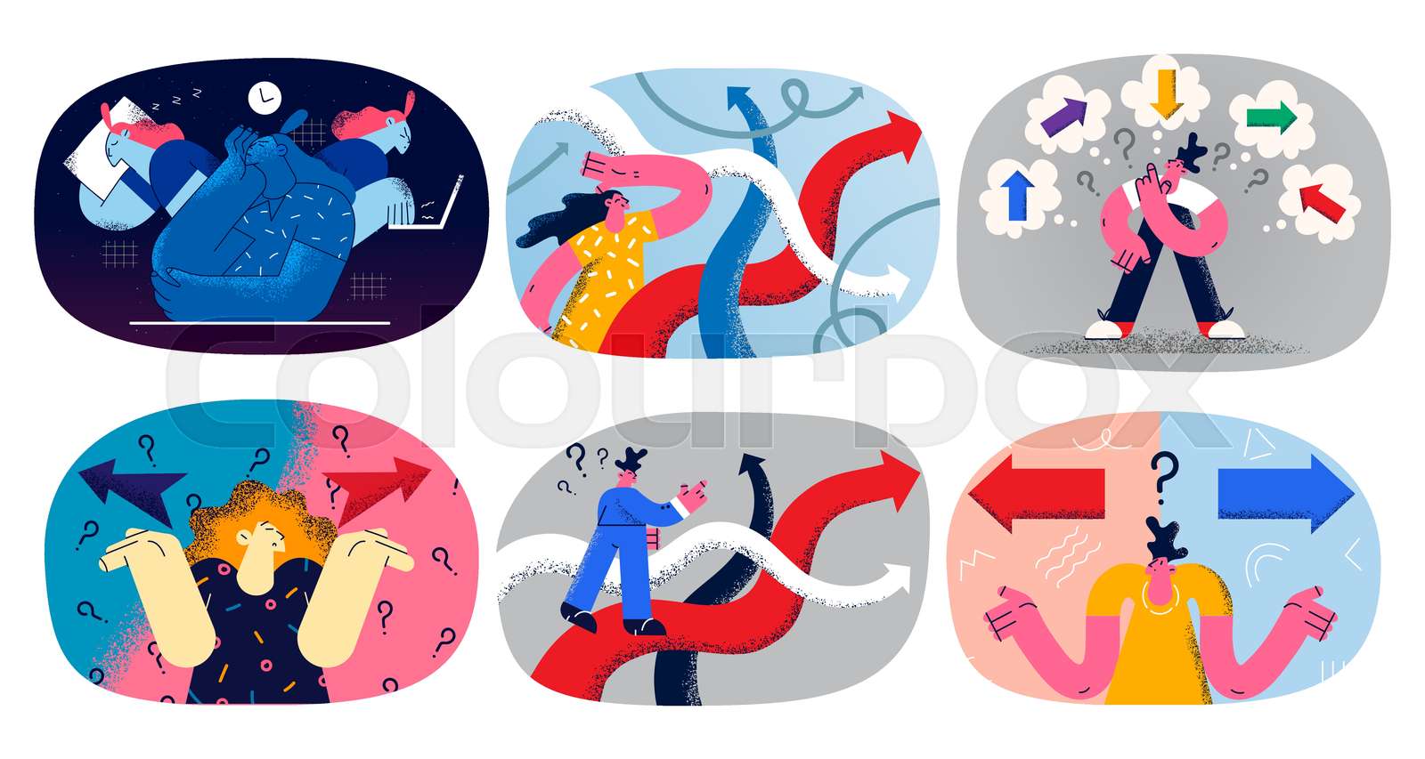 Set of confused people look for problem solution | Stock vector | Colourbox