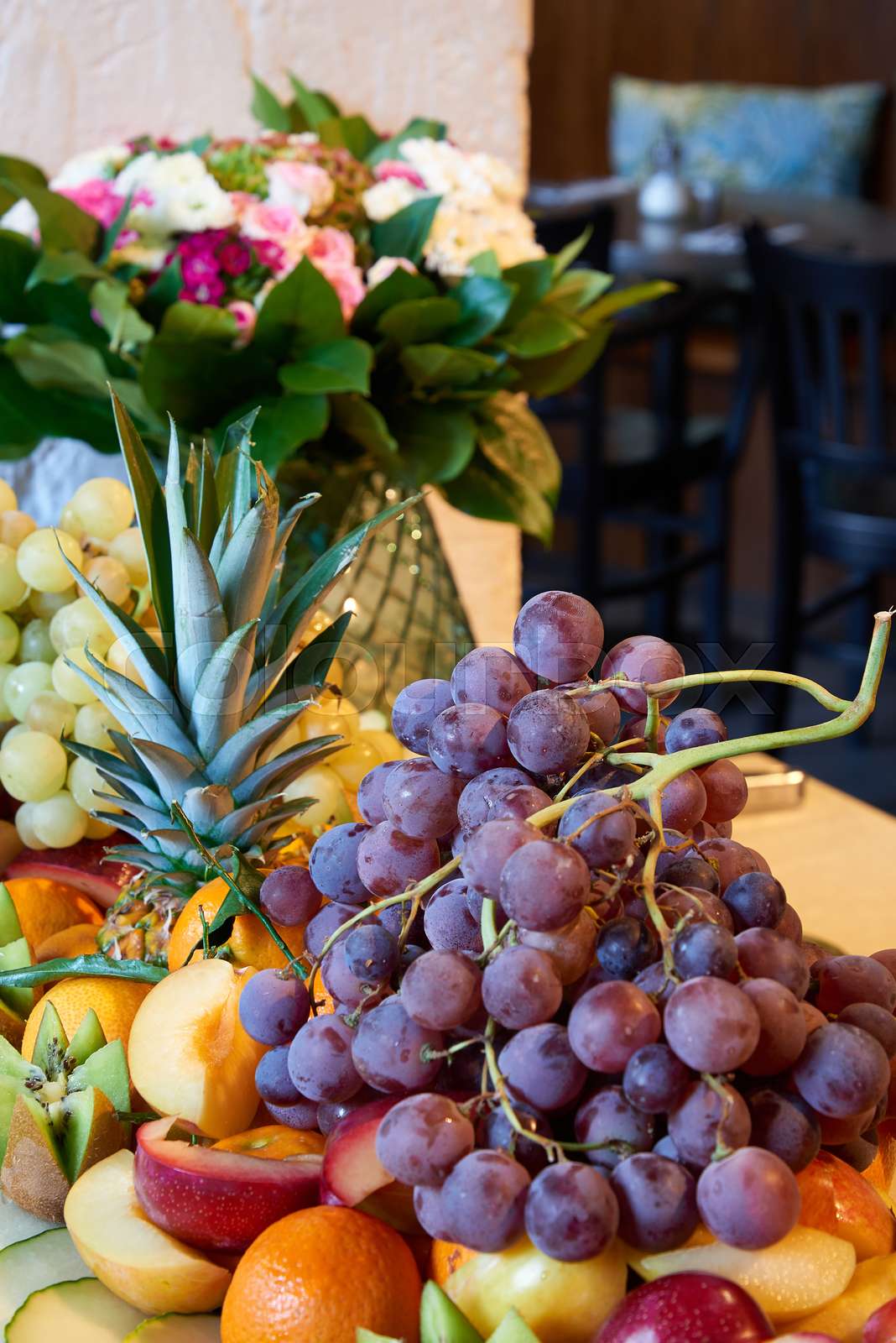 Close up on a Colored buffet with seasonal fresh fruits | Stock image ...