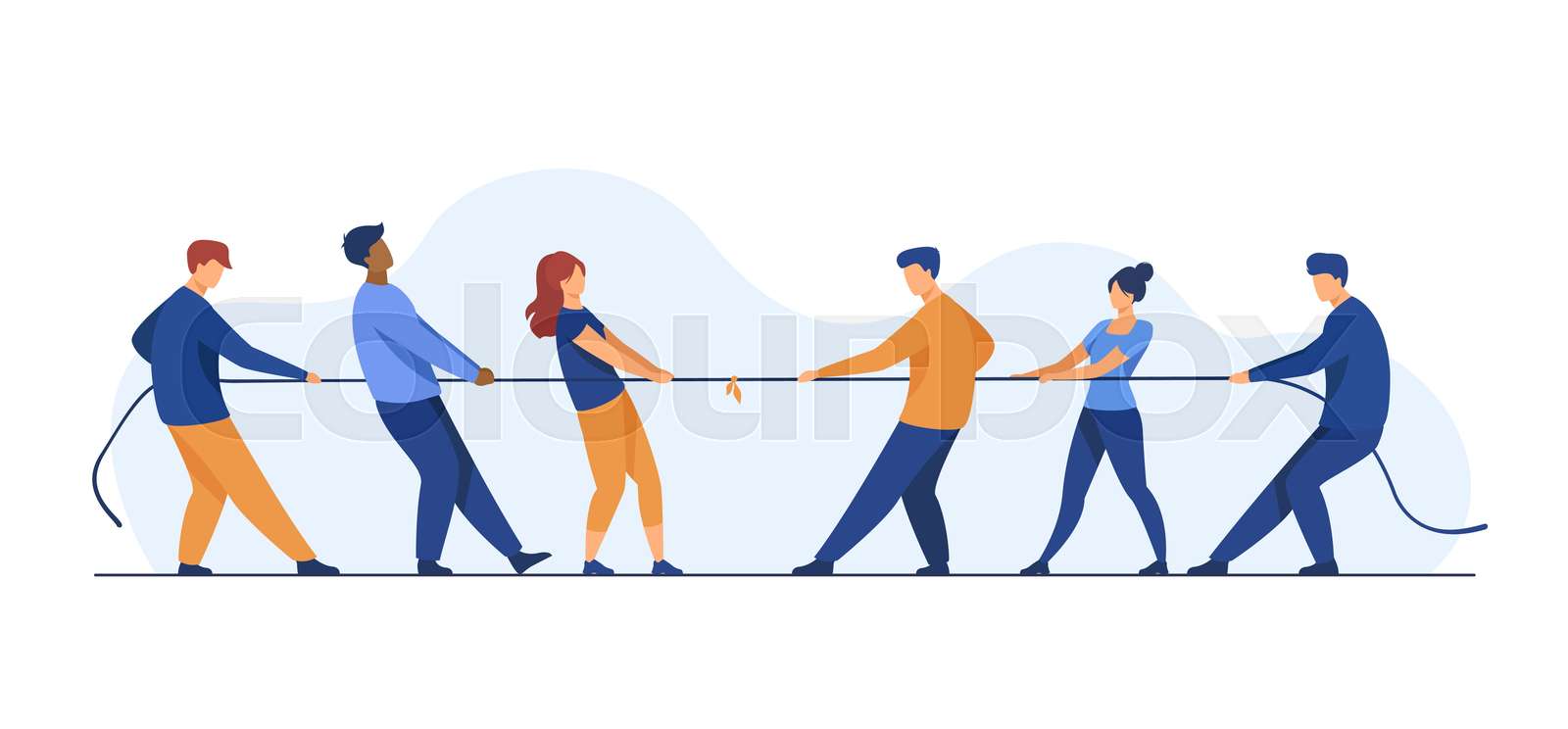People pulling opposite ends of rope flat vector illustration | Stock ...
