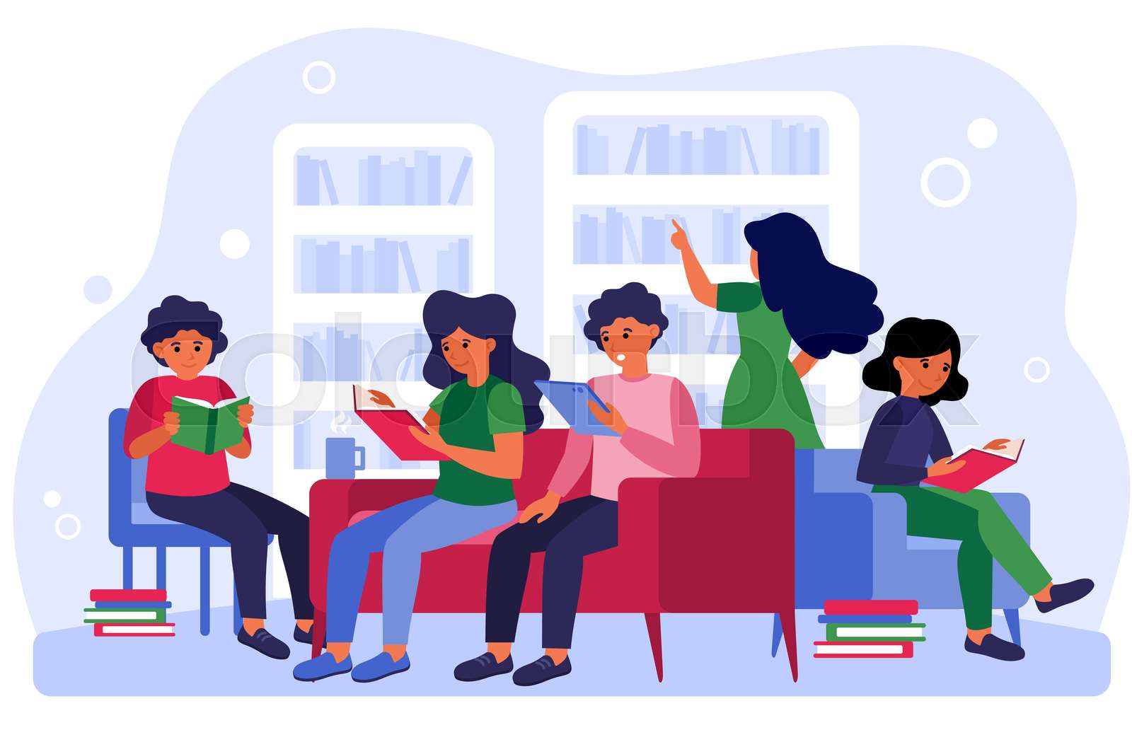 People studying and learning in room | Stock vector | Colourbox