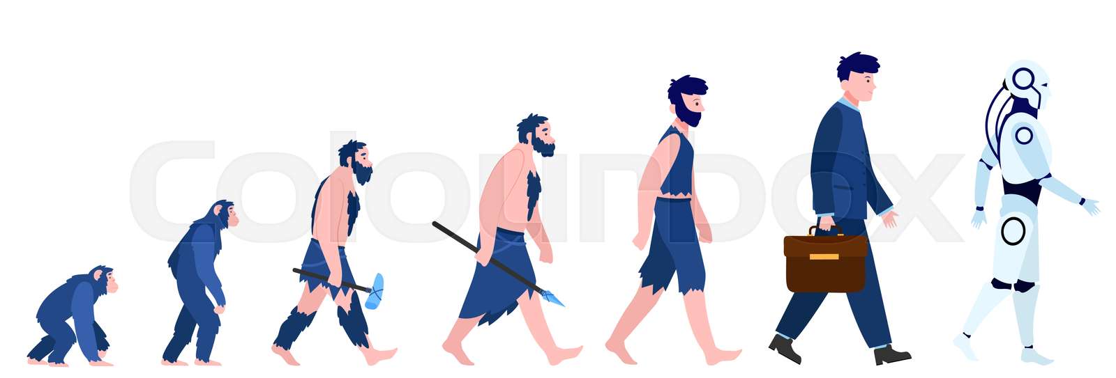 Cartoon human evolution isolated flat vector illustration | Stock ...