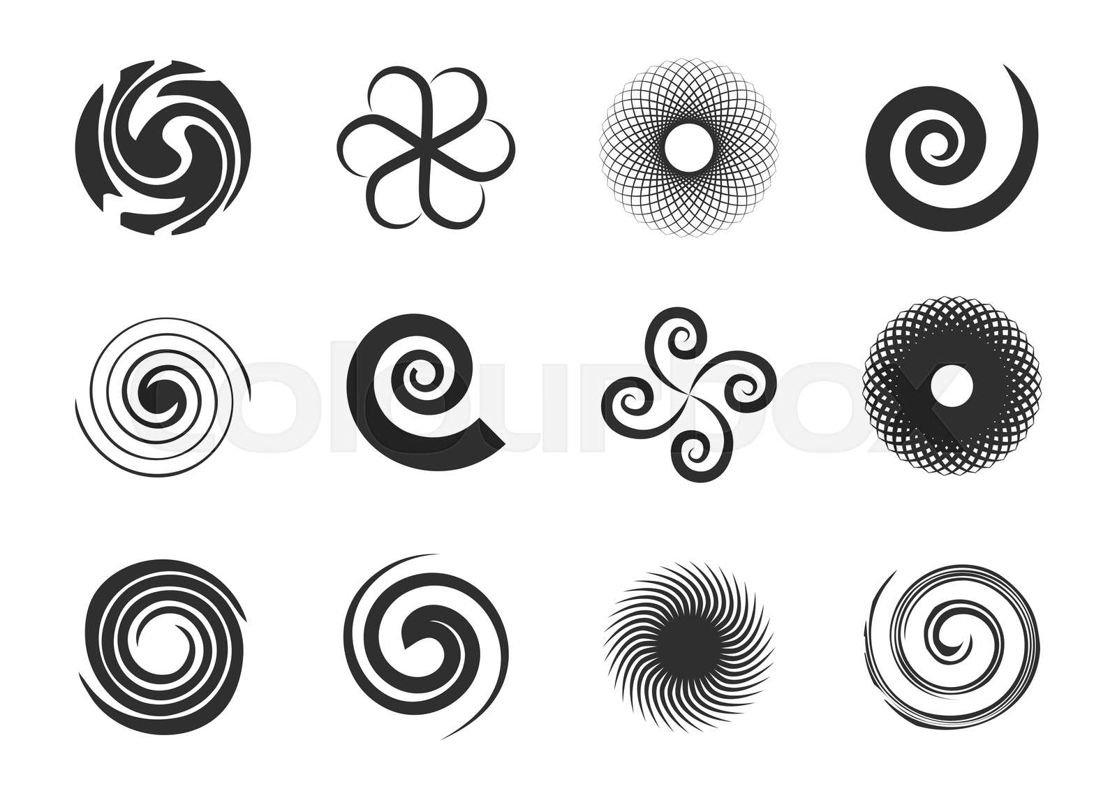 Circular swirls set | Stock vector | Colourbox