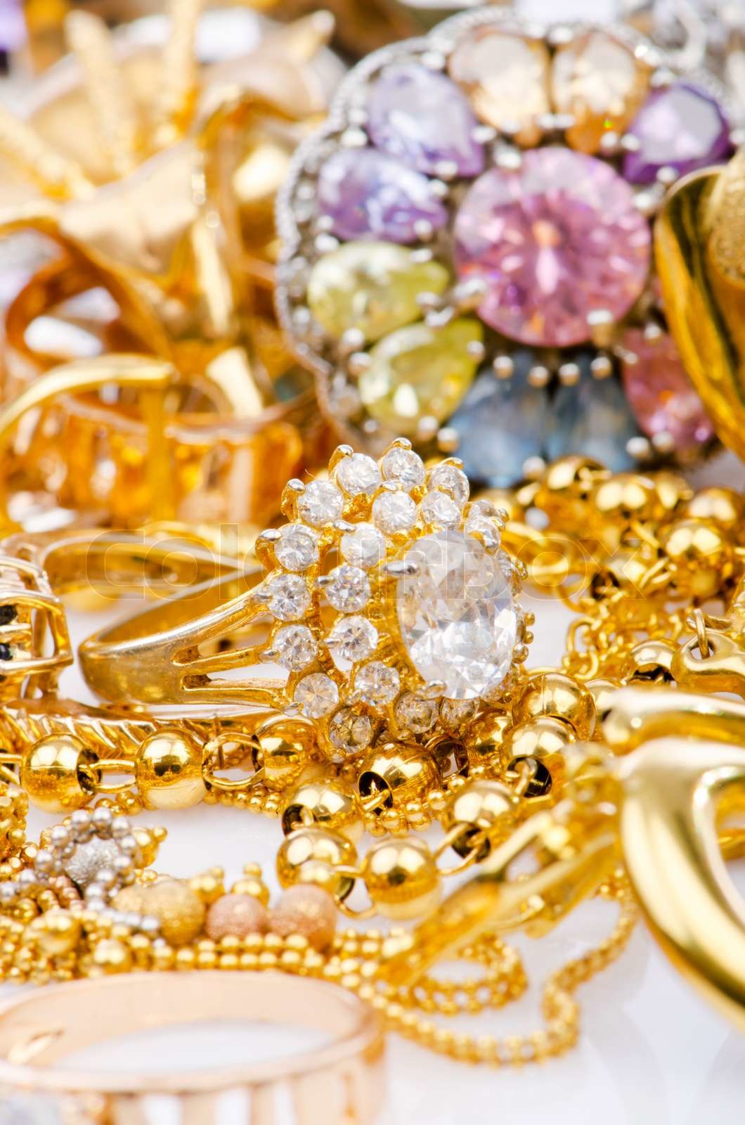 Large collection of gold jewellery | Stock image | Colourbox