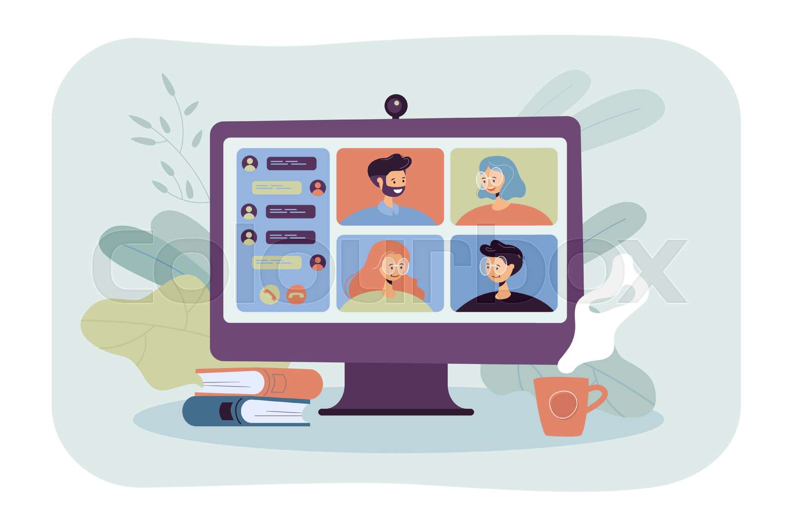 People meeting online via video conference | Stock vector | Colourbox