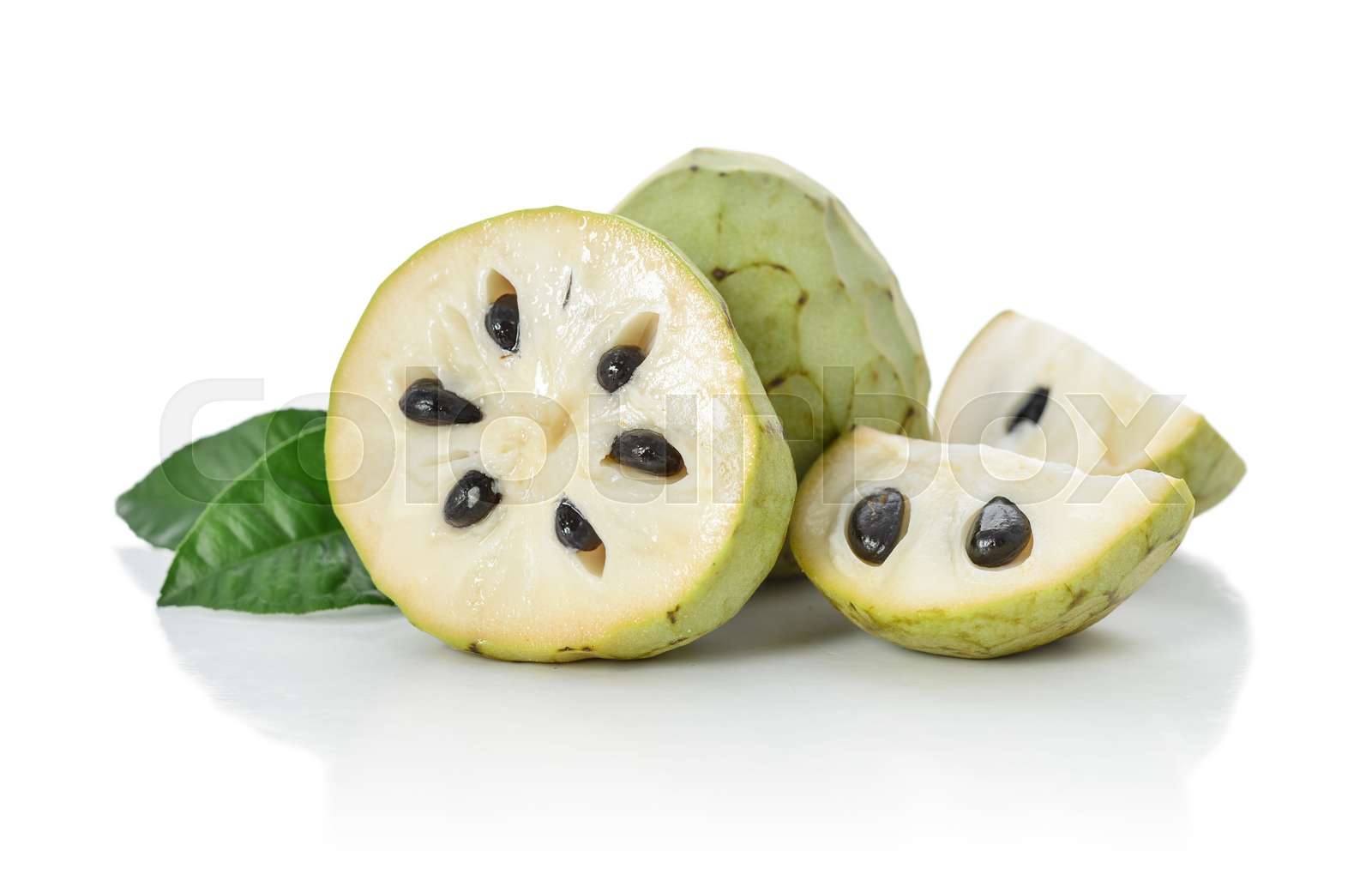 Whole and partial Cherimoya fruit isolated | Stock image | Colourbox
