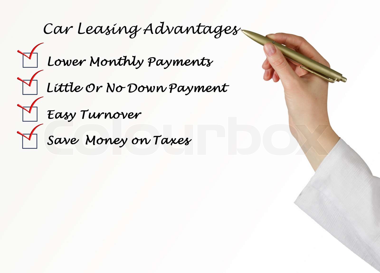 Car leasing advantages checklist | Stock image | Colourbox