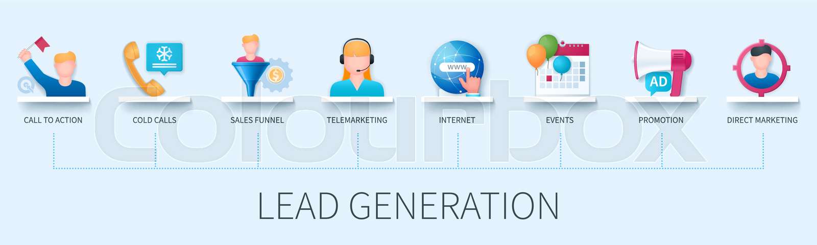 Lead generation infographic in 3D style | Stock vector | Colourbox