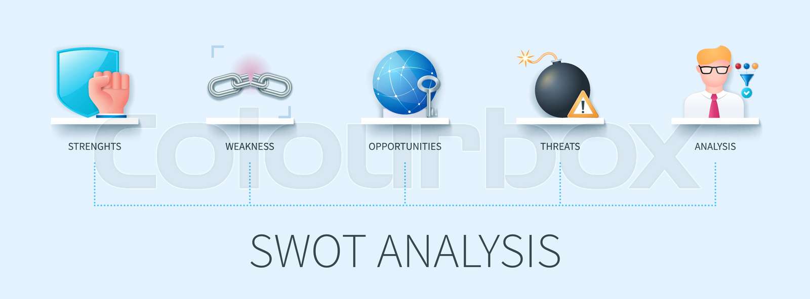 SWOT analysis infographic in 3D style | Stock vector | Colourbox