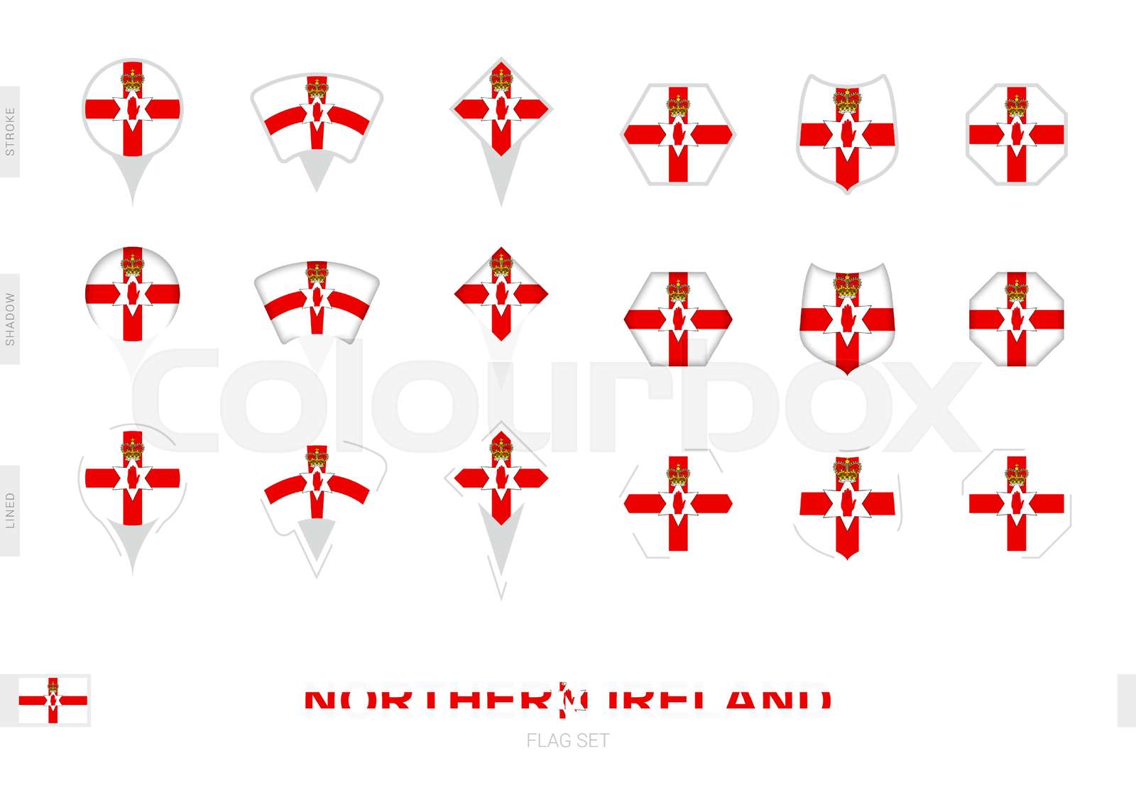 Collection of the Northern Ireland flag in different shapes and with ...