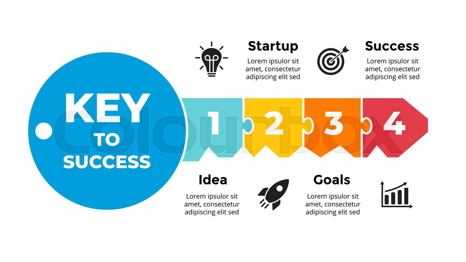 Key to success infographic. Business solution presentation slide ...