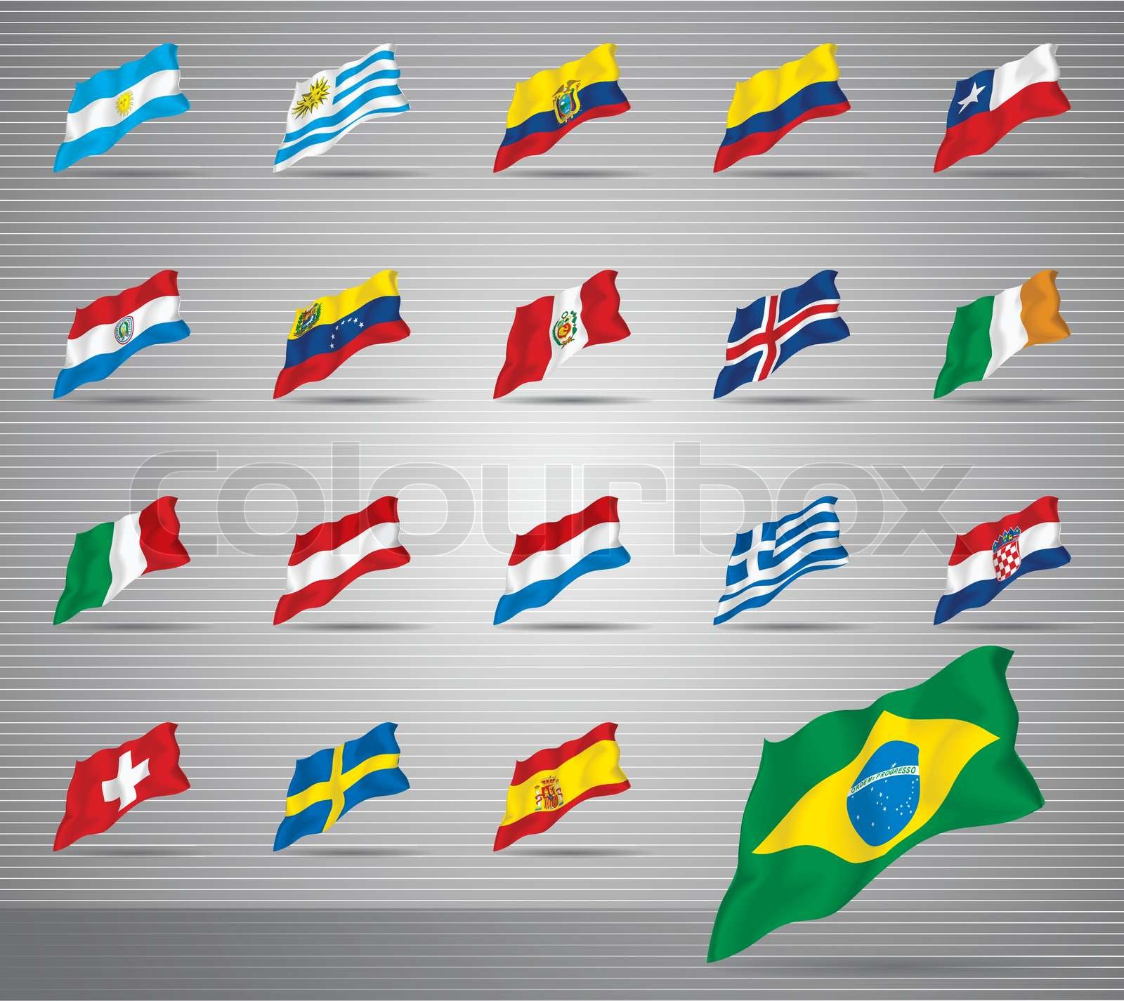 Vector of waved national flags | Stock vector | Colourbox