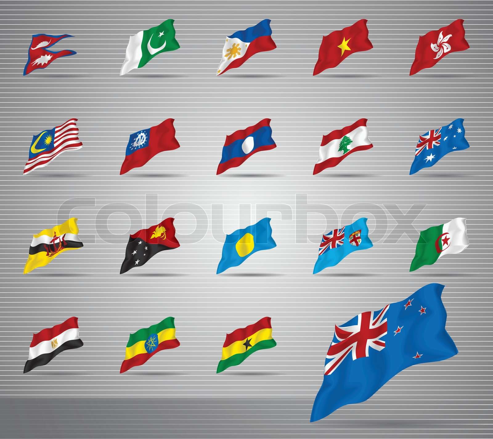 Vector of waved national flags | Stock vector | Colourbox