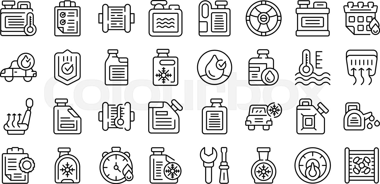 Car engine antifreeze icons set outline vector. Vent air | Stock vector ...