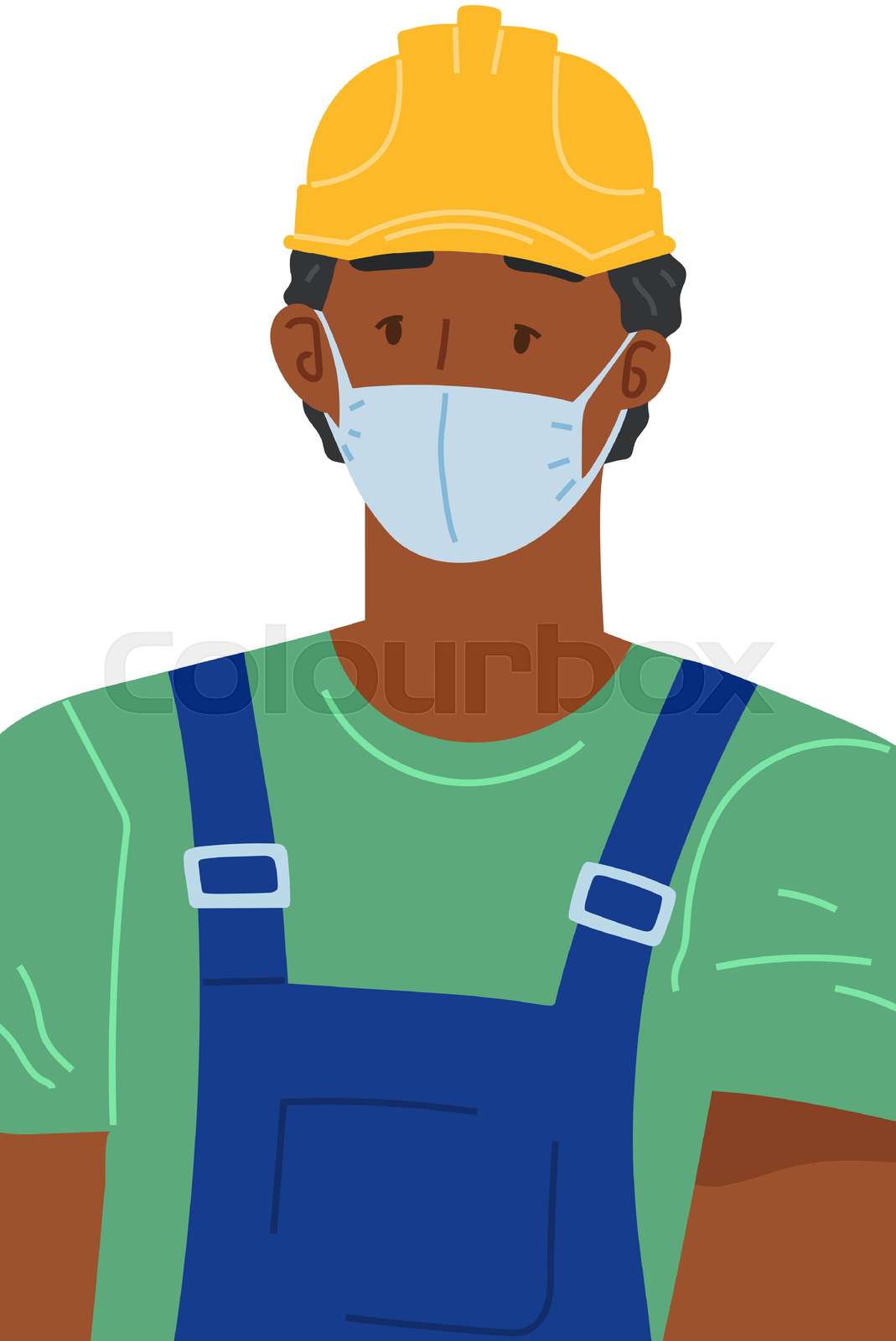 Man builder worker using face mask for covid 19 during pandemic vector ...