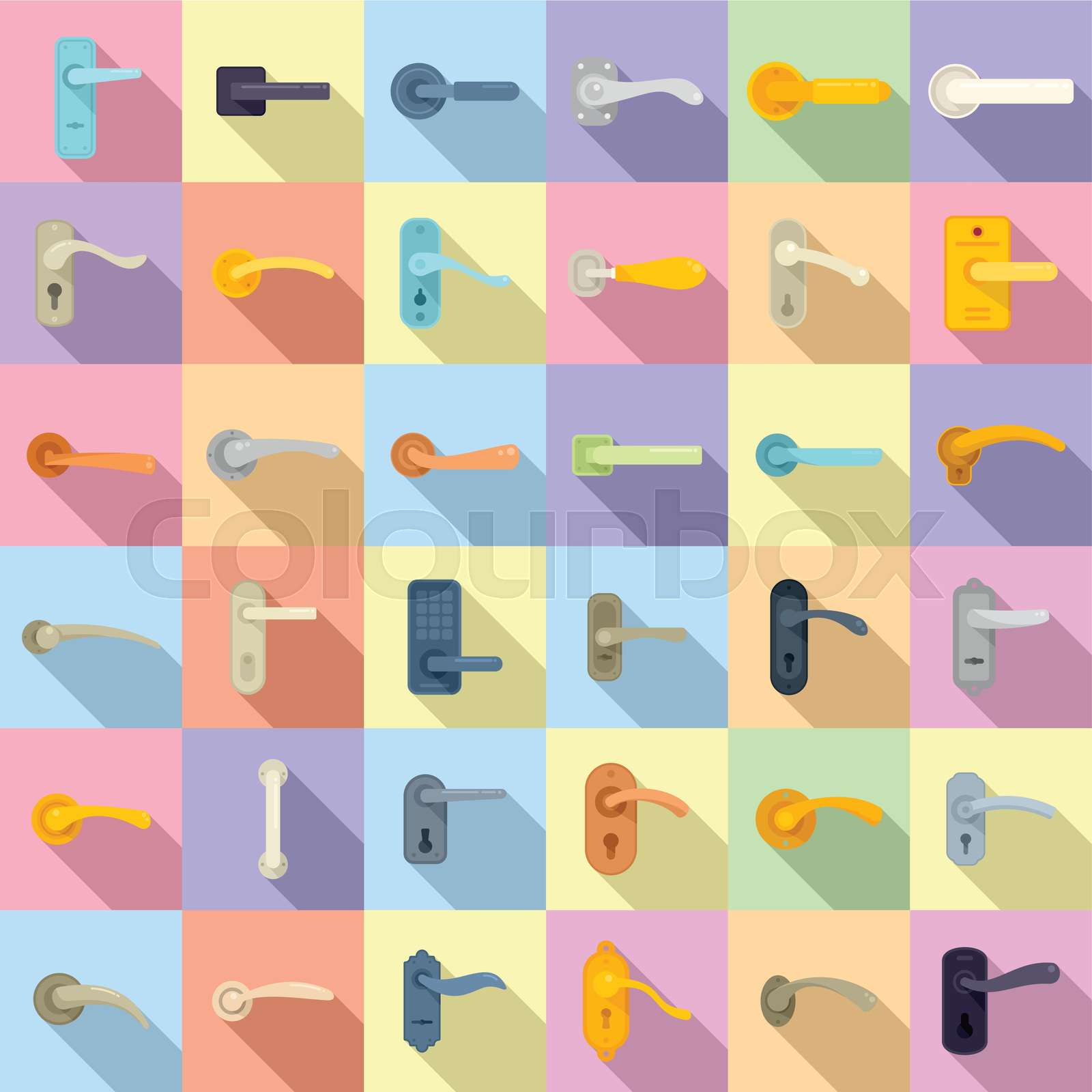 Door handles icons set flat vector. Domestic control | Stock vector ...