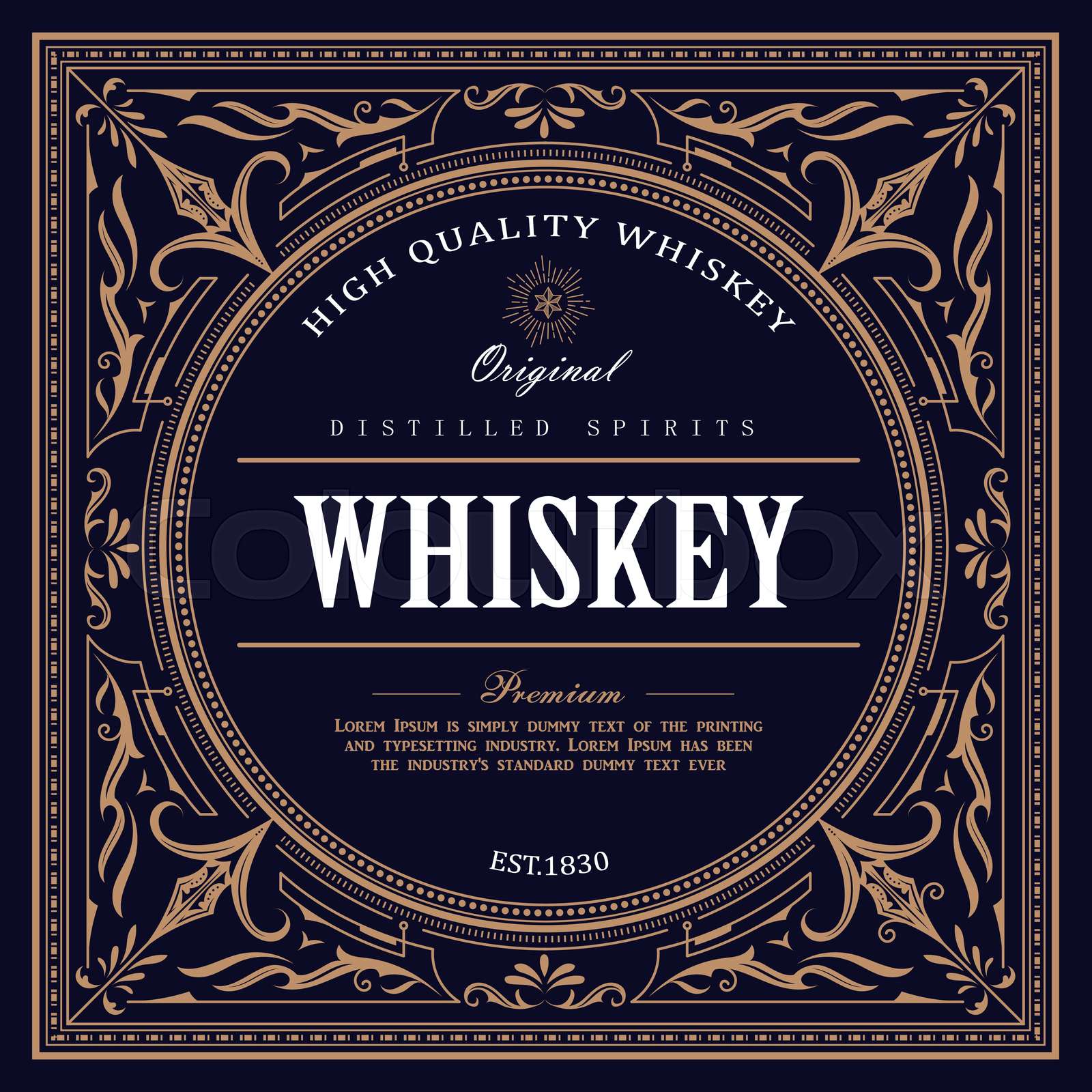 vintage design Whiskey Label retro vector illustration | Stock vector ...